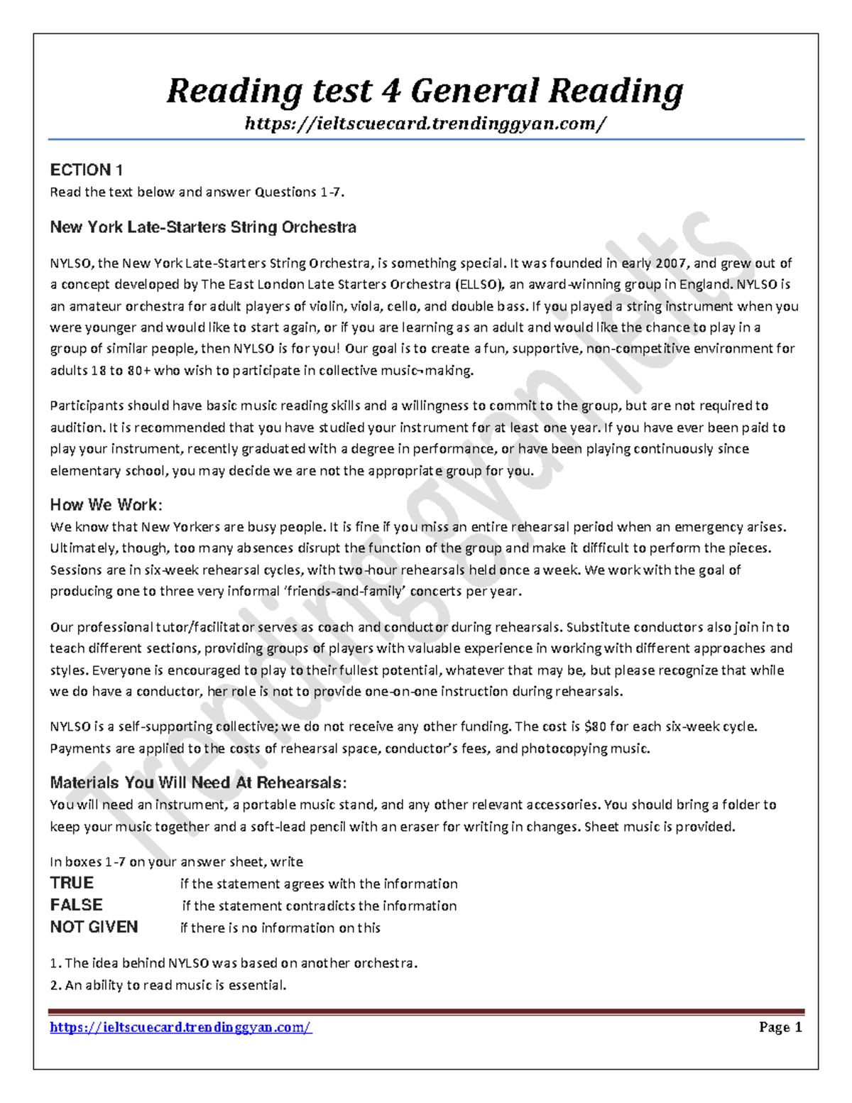 General Test 4 - Reading test 4 General Reading ieltscuecard ...
