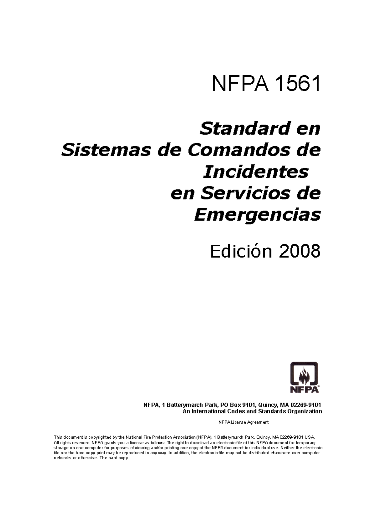 NFPA-1561-2008-Estandar de SCI - NFPA 1561 Standard en Sistemas de ...
