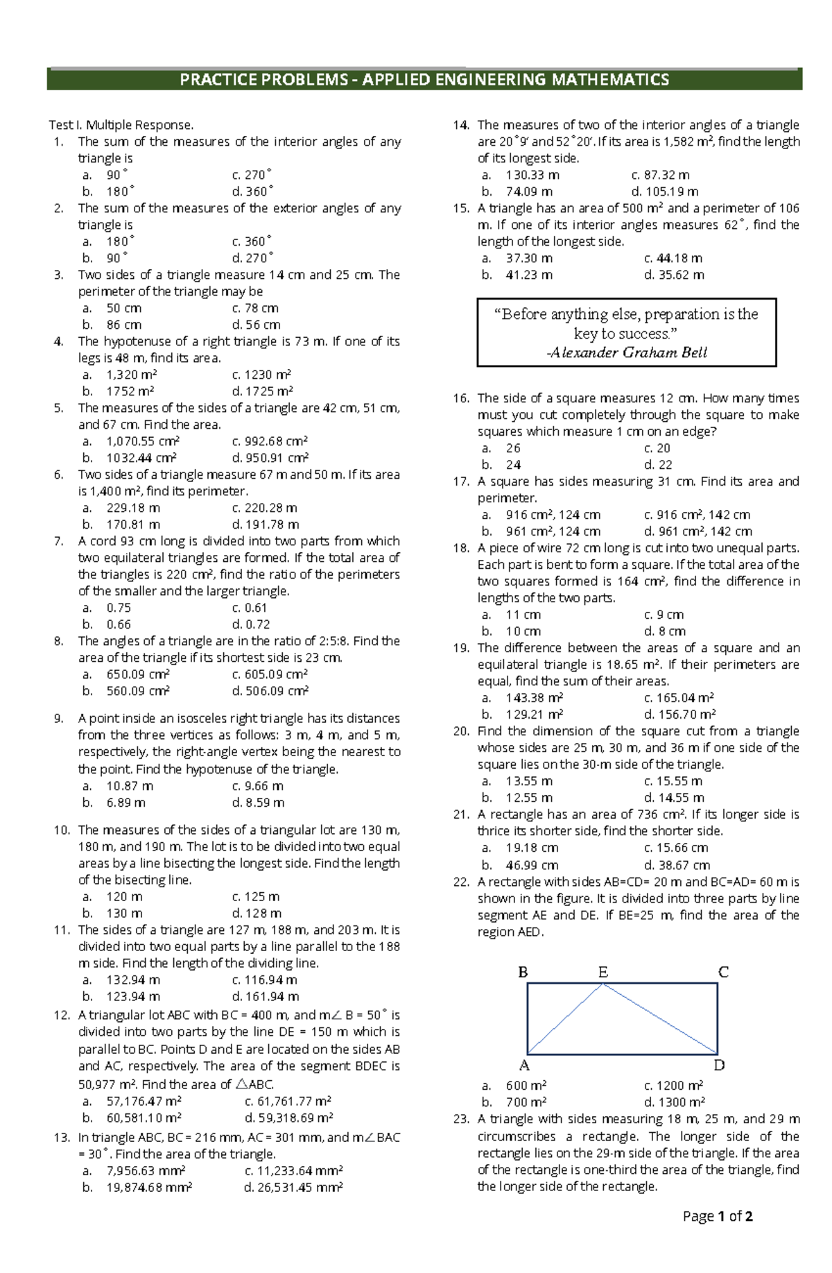 Problem sets - AEM (10142023) - PRACTICE PROBLEMS - APPLIED ENGINEERING ...