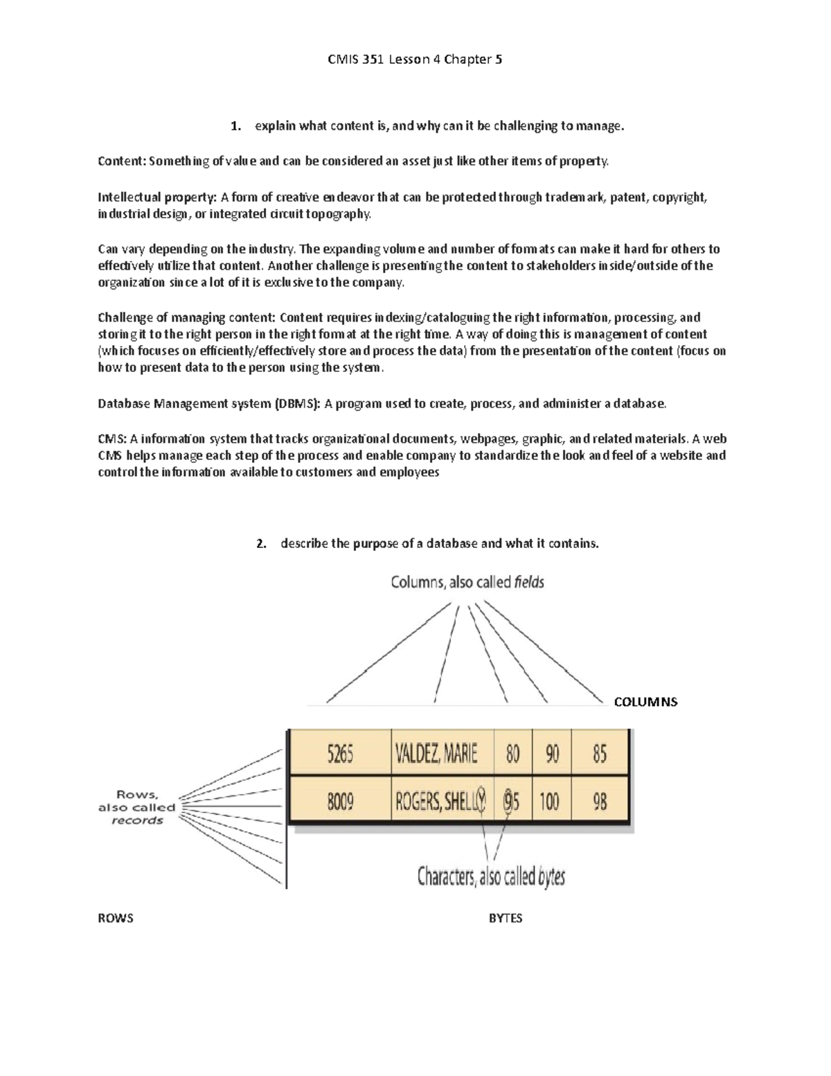 CMIS 351 Lesson 4 Chapter 5 - explain what content is, and why can it be challenging to manage ...