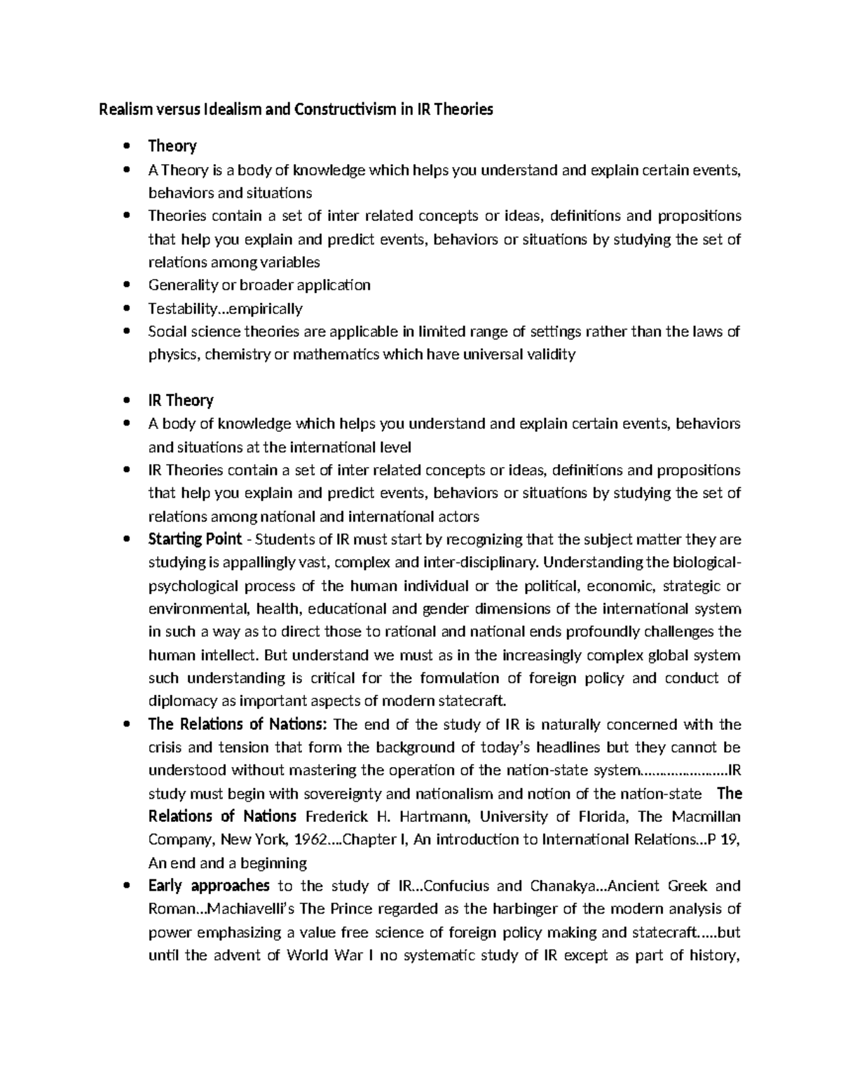 Realism Vs Idealism and Constructivism - . Social science theories are ...