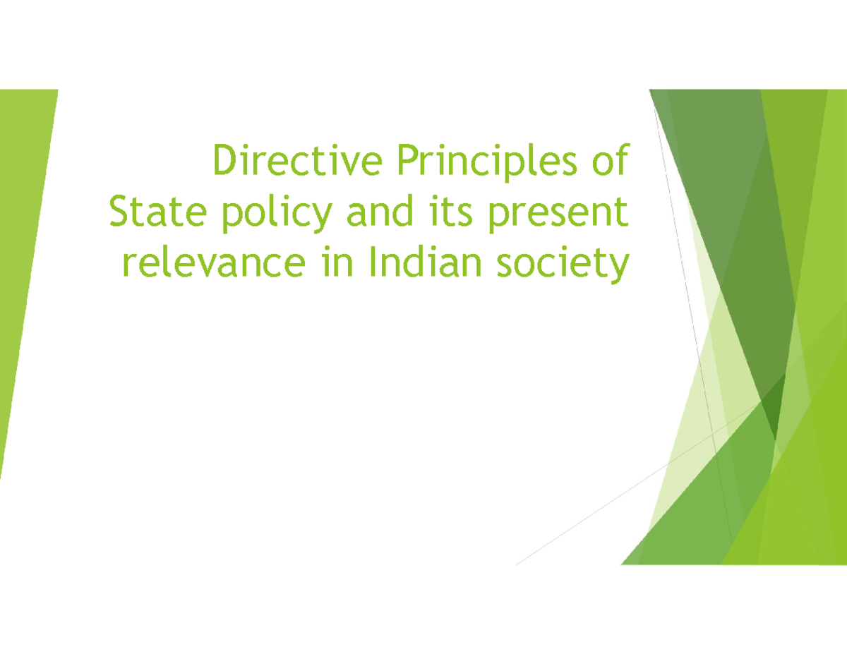 Indian Constitution-1 - Directive Principles of State policy and its ...