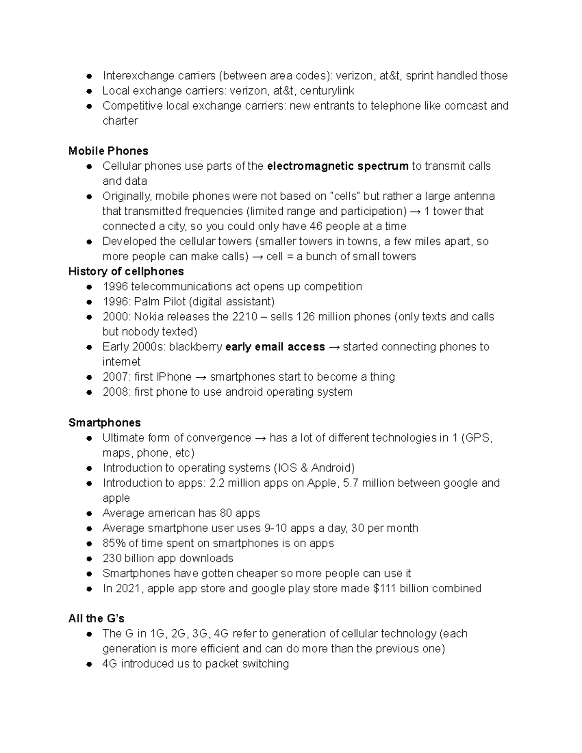Comm180 chapter 1 smartphones - Interexchange carriers (between area ...