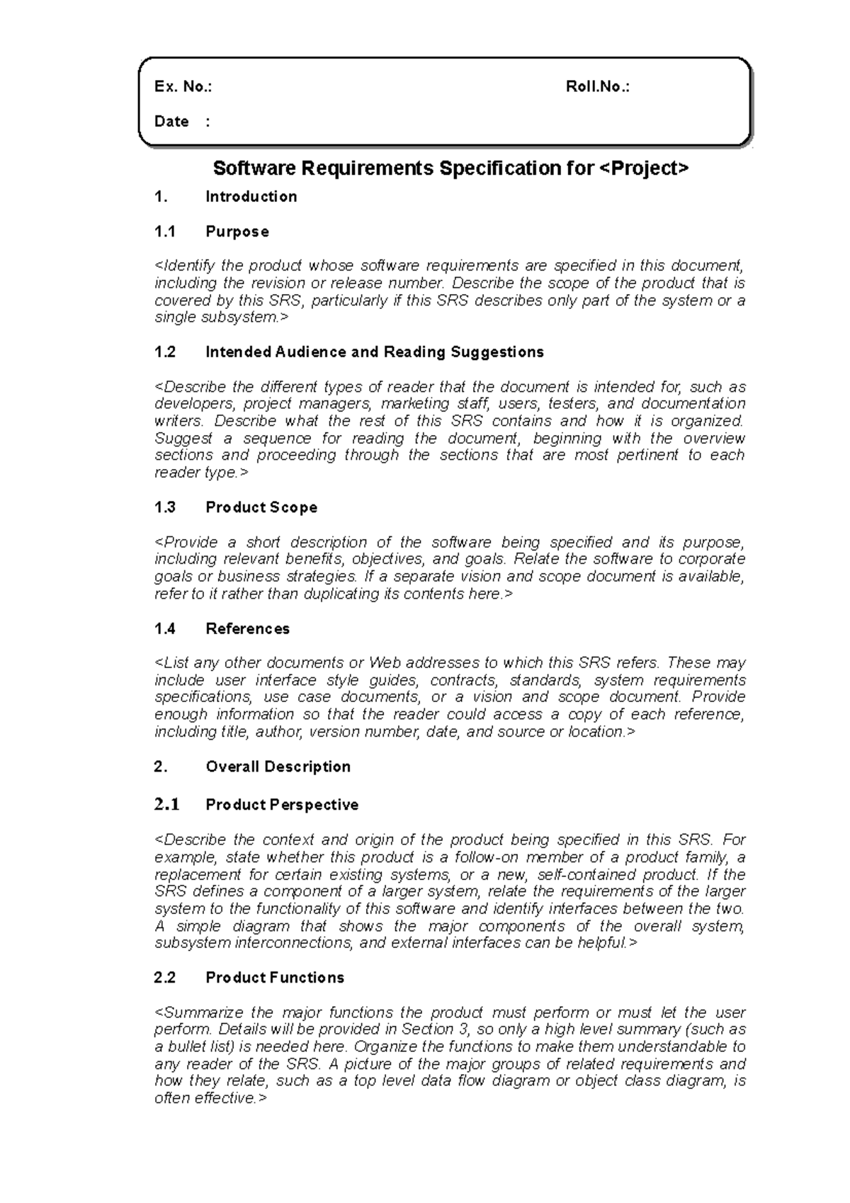 01 - SRS - It's about the standard template to prepare a proper SRS ...