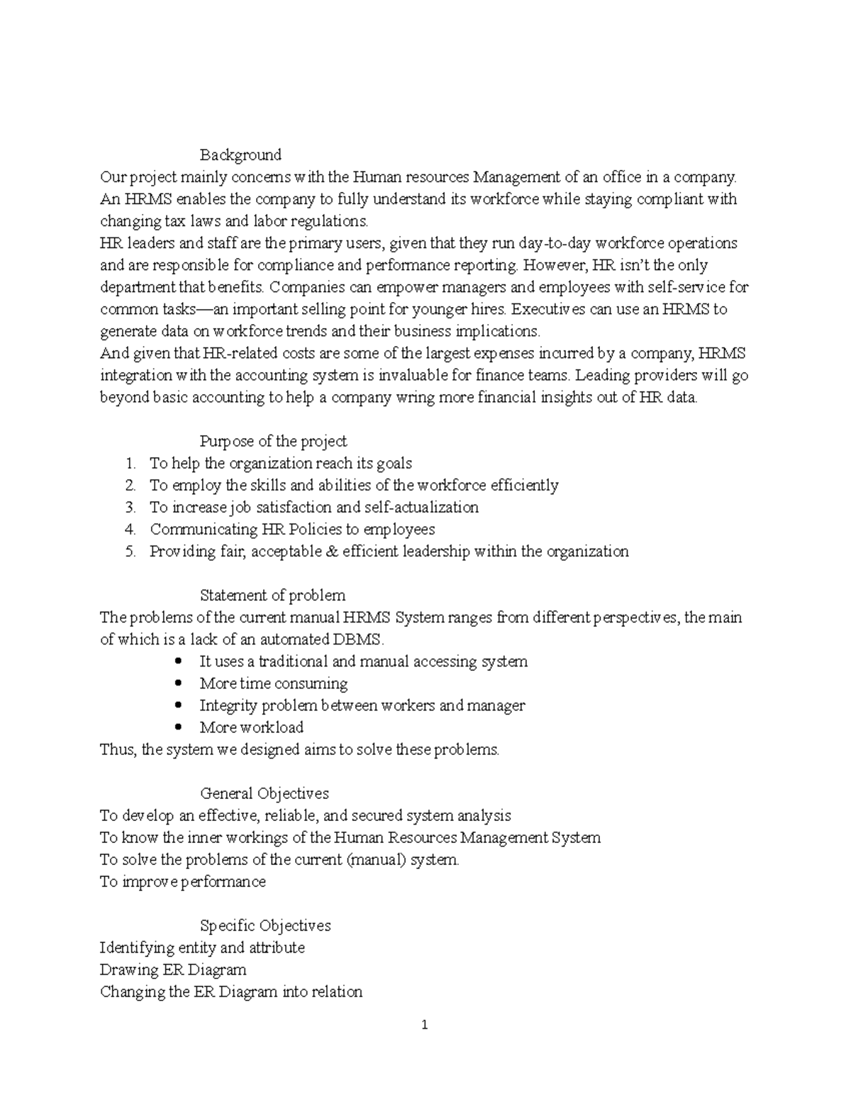 Database project - Background Our project mainly concerns with the ...