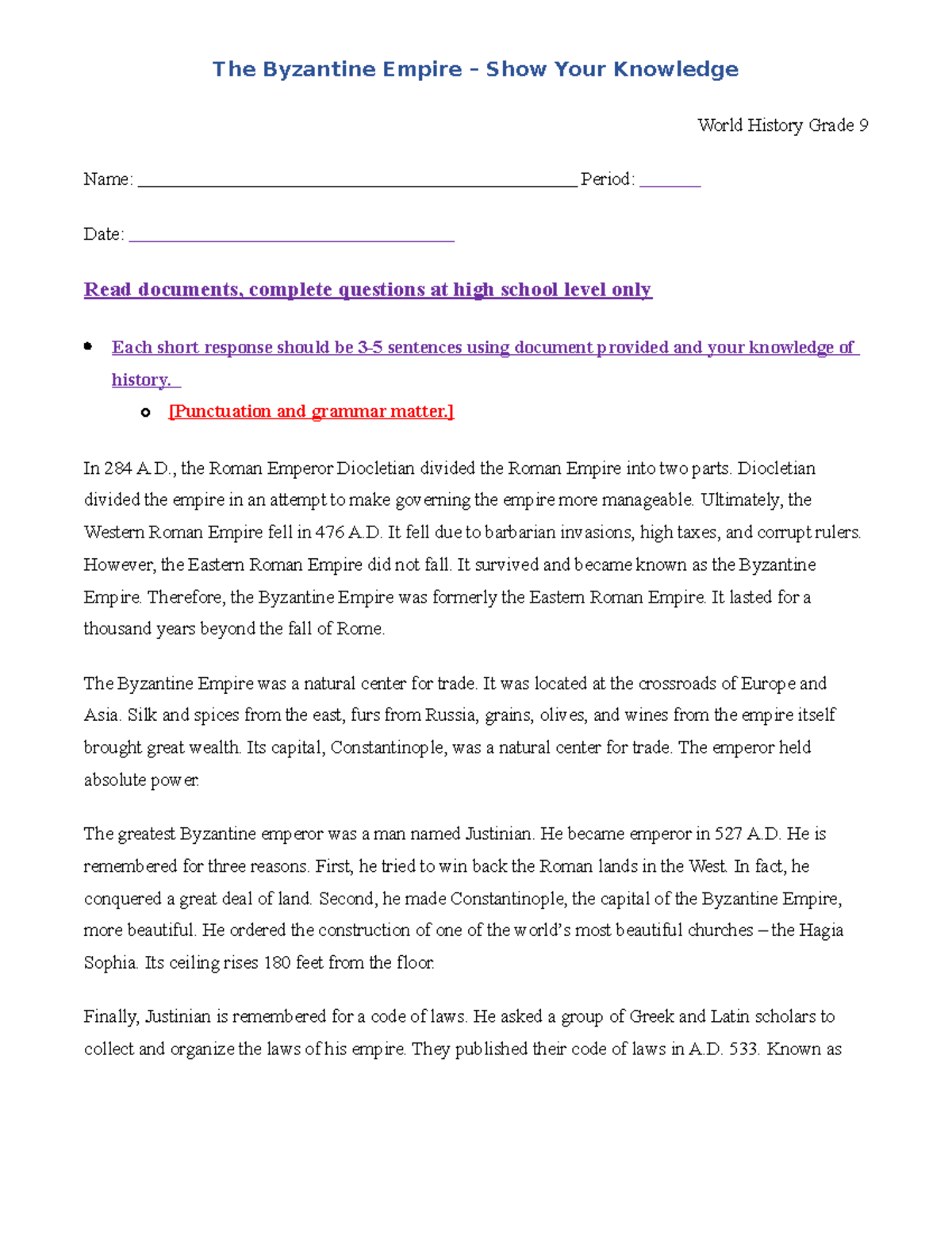 The Byzantine Empire-Show your Knowledge - The Byzantine Empire – Show ...