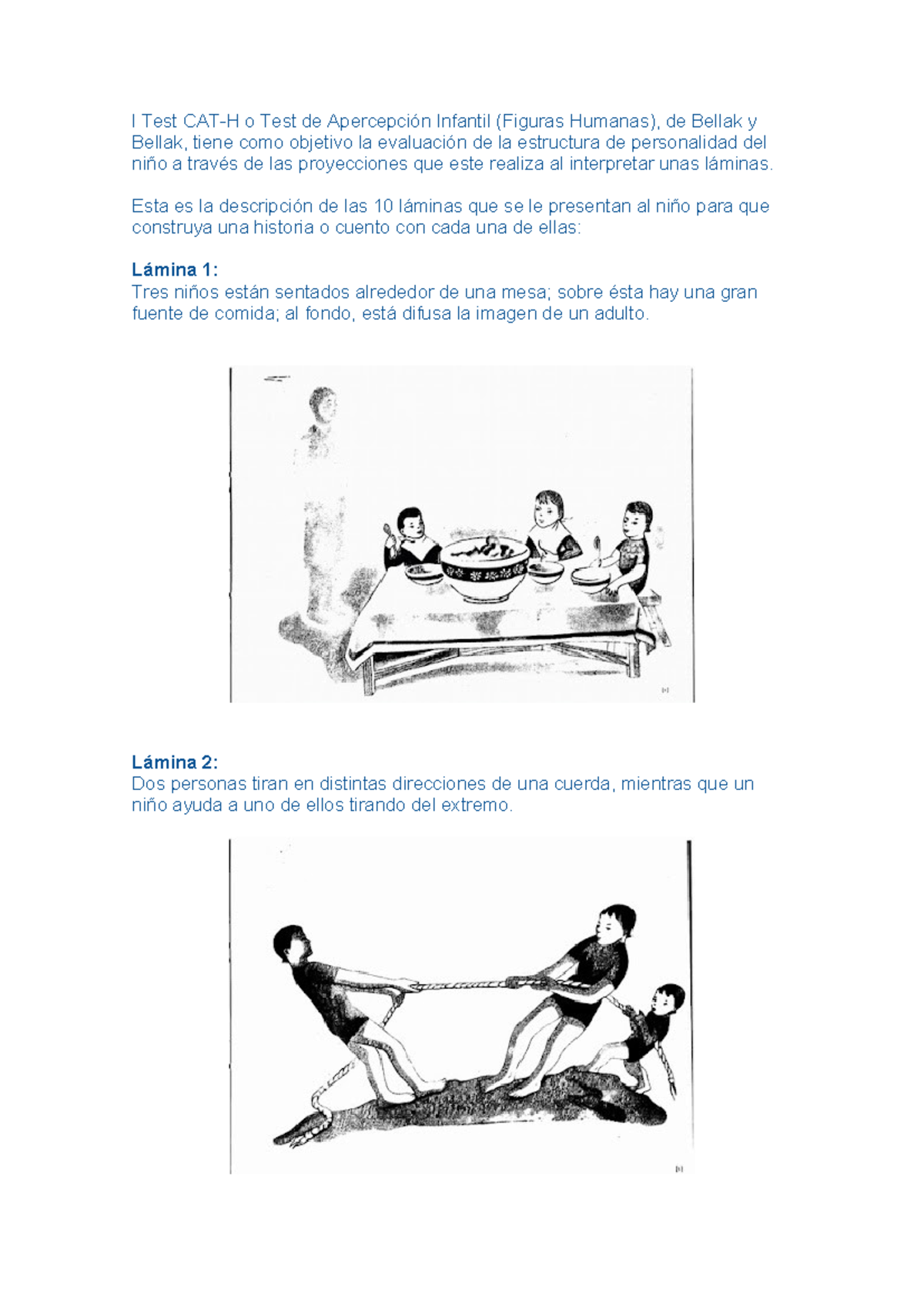 Cat descripcion - l Test CAT-H o Test de Apercepción Infantil (Figuras ...