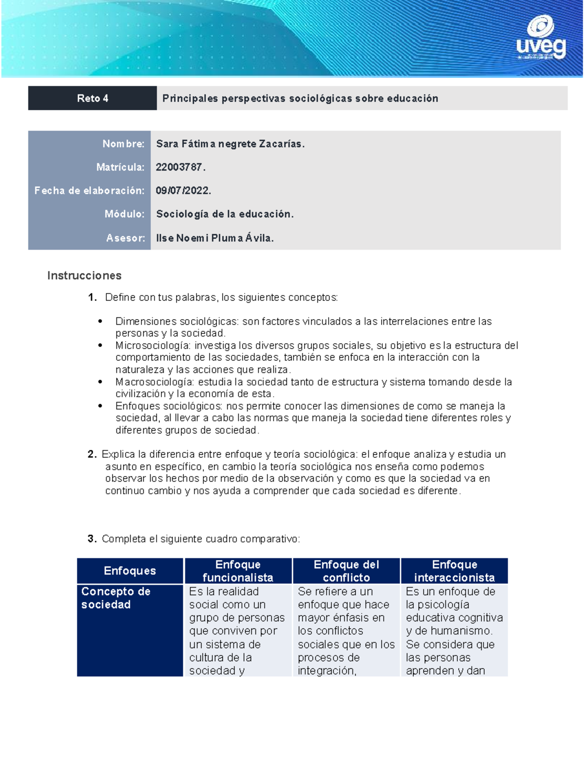 Negrete sara R4 U2 - kll - Reto 4 Principales perspectivas sociológicas ...