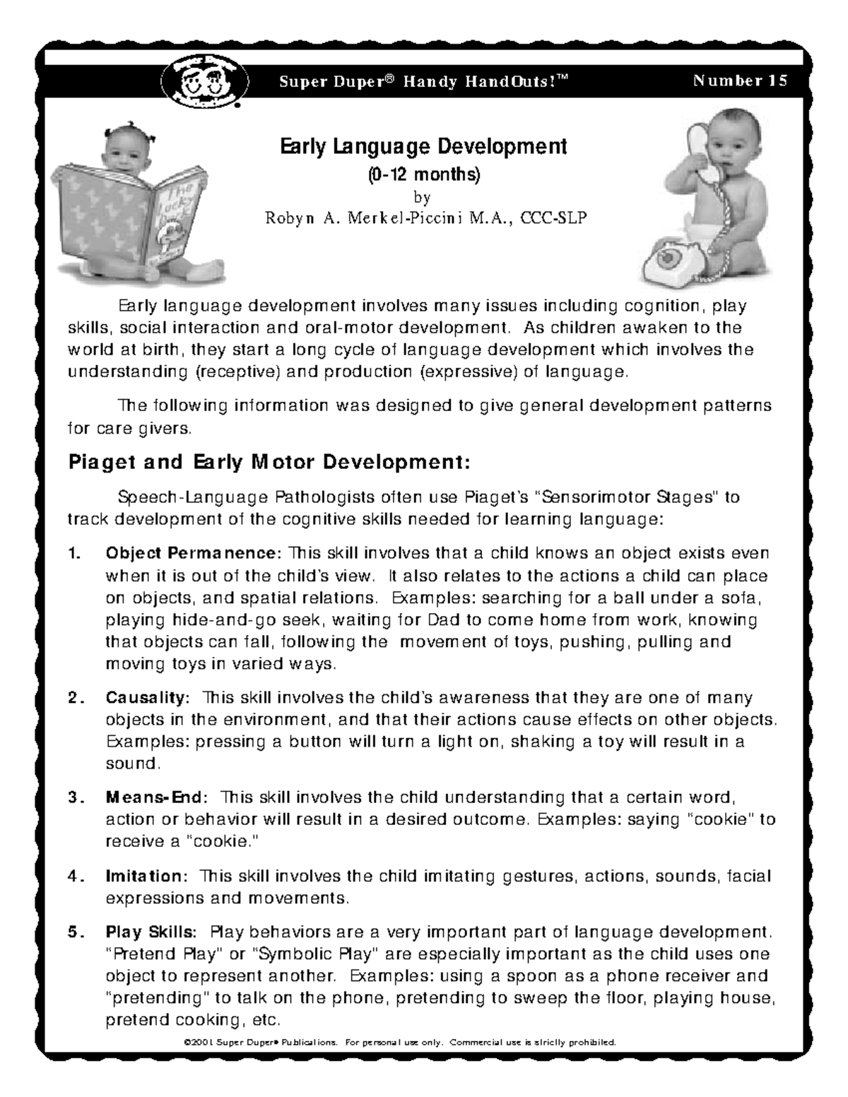Early Language Development - Super Duper® Handy HandOuts!™ Number 15 ...
