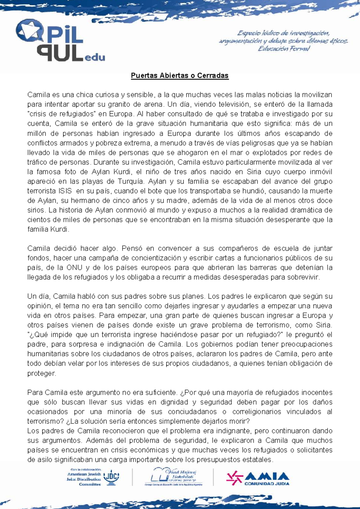 Pilpul Cultura Judia - Puertas Abiertas o Cerradas Camila es una chica ...