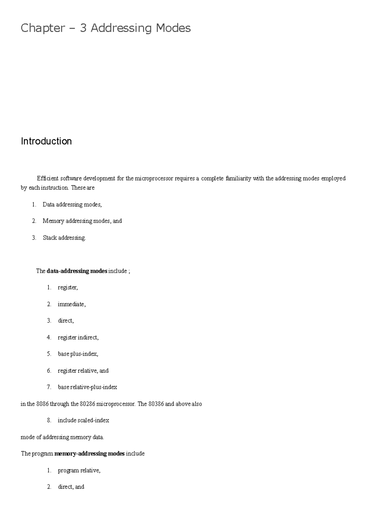 Chapter-2 - Microprocessor and Assembling Language - Chapter – 3 Addressing Modes Introduction ...