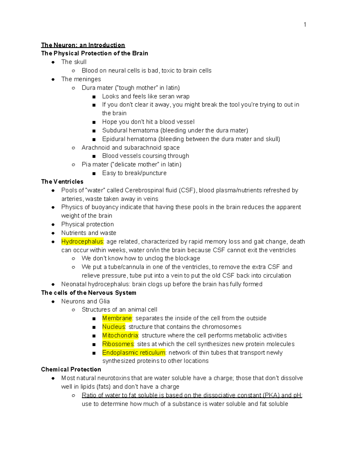 The Nervous System Neurons notes - The Neuron: an Introduction The ...