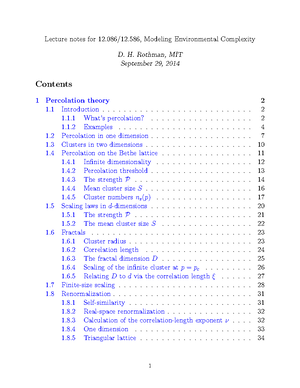 Lecture notes, lecture River networks - Fall 2014 - Lecture notes for ...