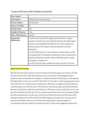 Danielson Framework Lesson Plan - DANIELSON MODEL LESSON TEMPLATE Class ...