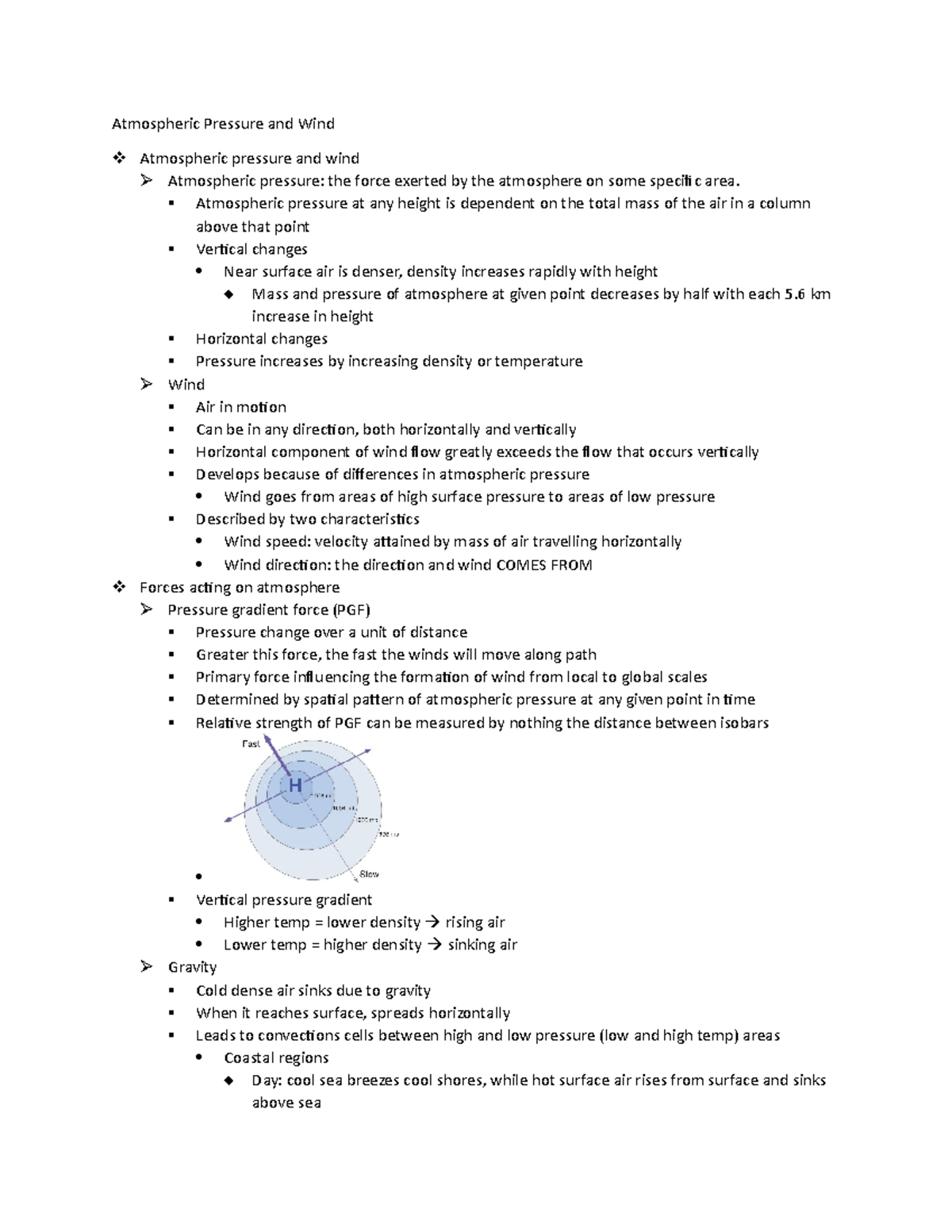 Atmospheric Pressure and Wind - Atmospheric pressure at any height is ...