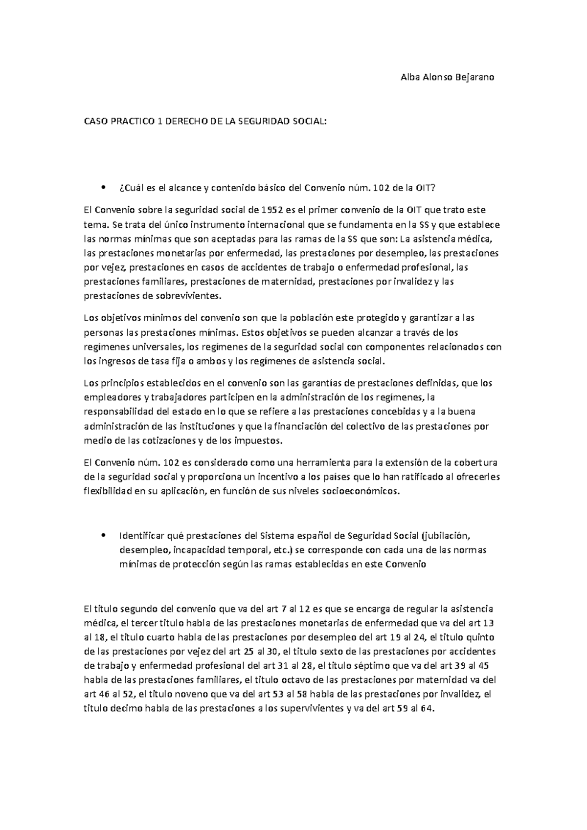 CASO Practico 1 Derecho DE LA SS - Alba Alonso Bejarano CASO PRACTICO 1 ...