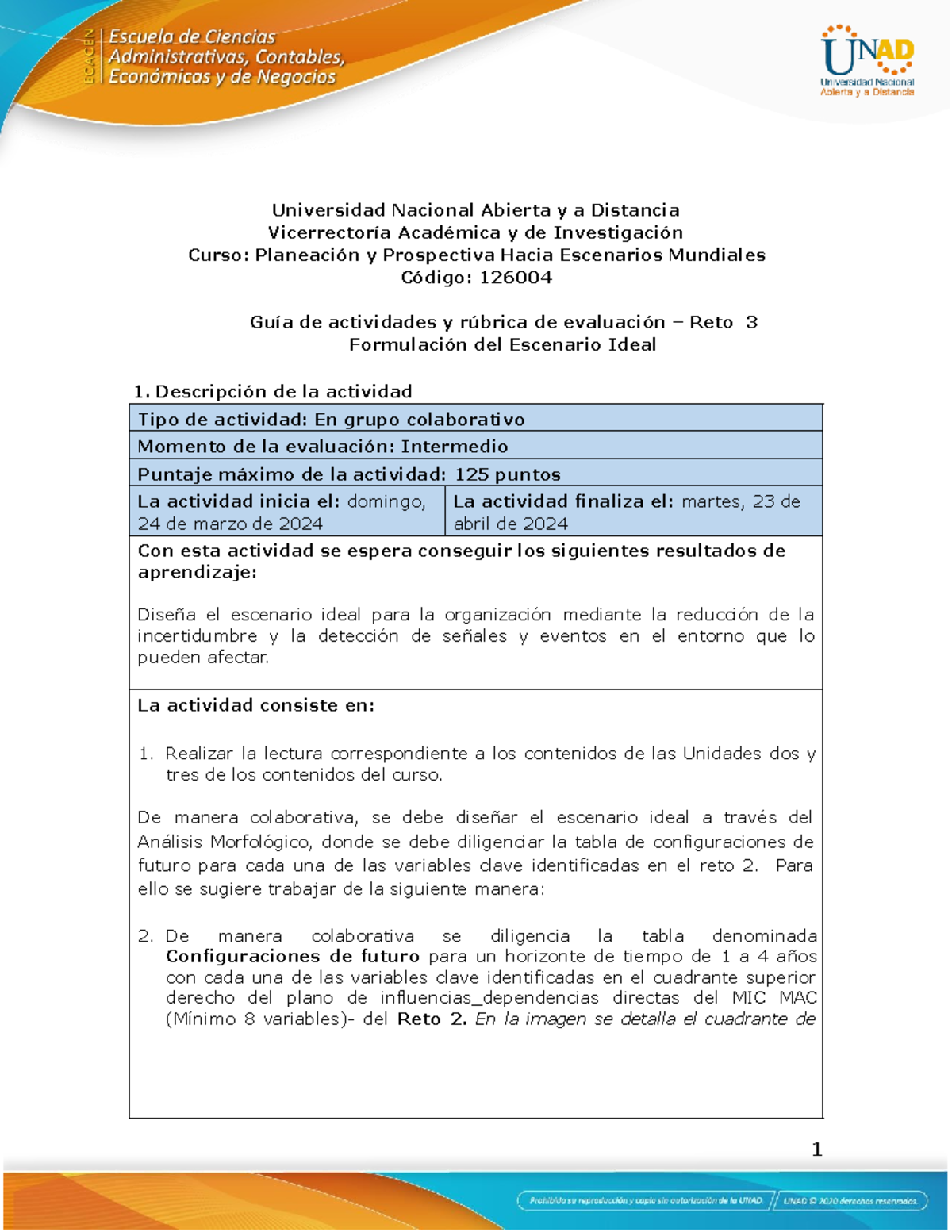 Reto 3 Formulación del escenario ideal - Universidad Nacional Abierta y ...