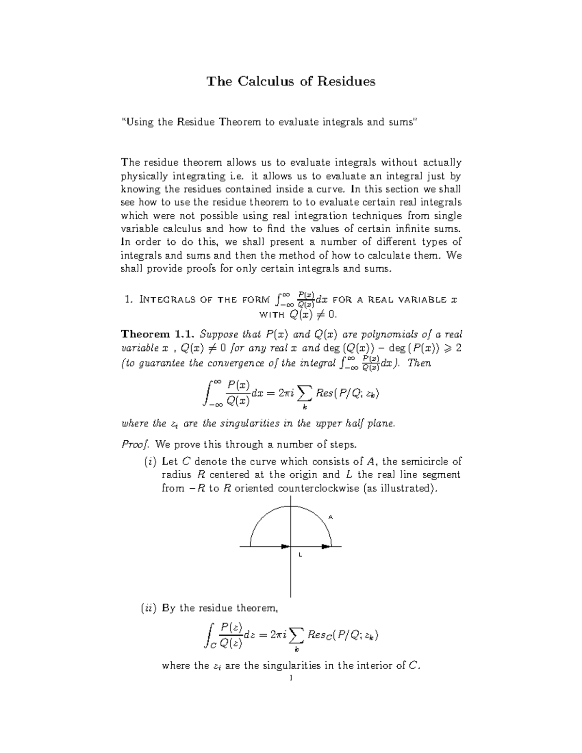 Chapter 11 - The residue theorem allows us to evaluate integrals ...