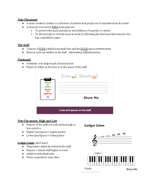 MUY 101 Notes - 4-6 - Clefs Clef = musical symbol that fixes a ...
