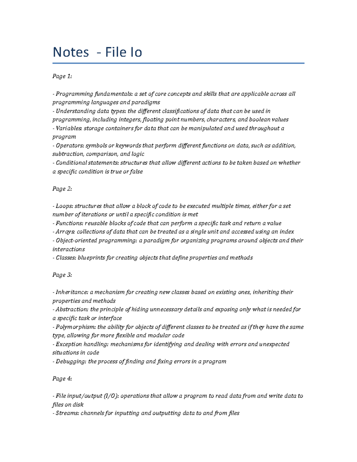Lecture Notes File Io Notes File Io Page 1 Programming