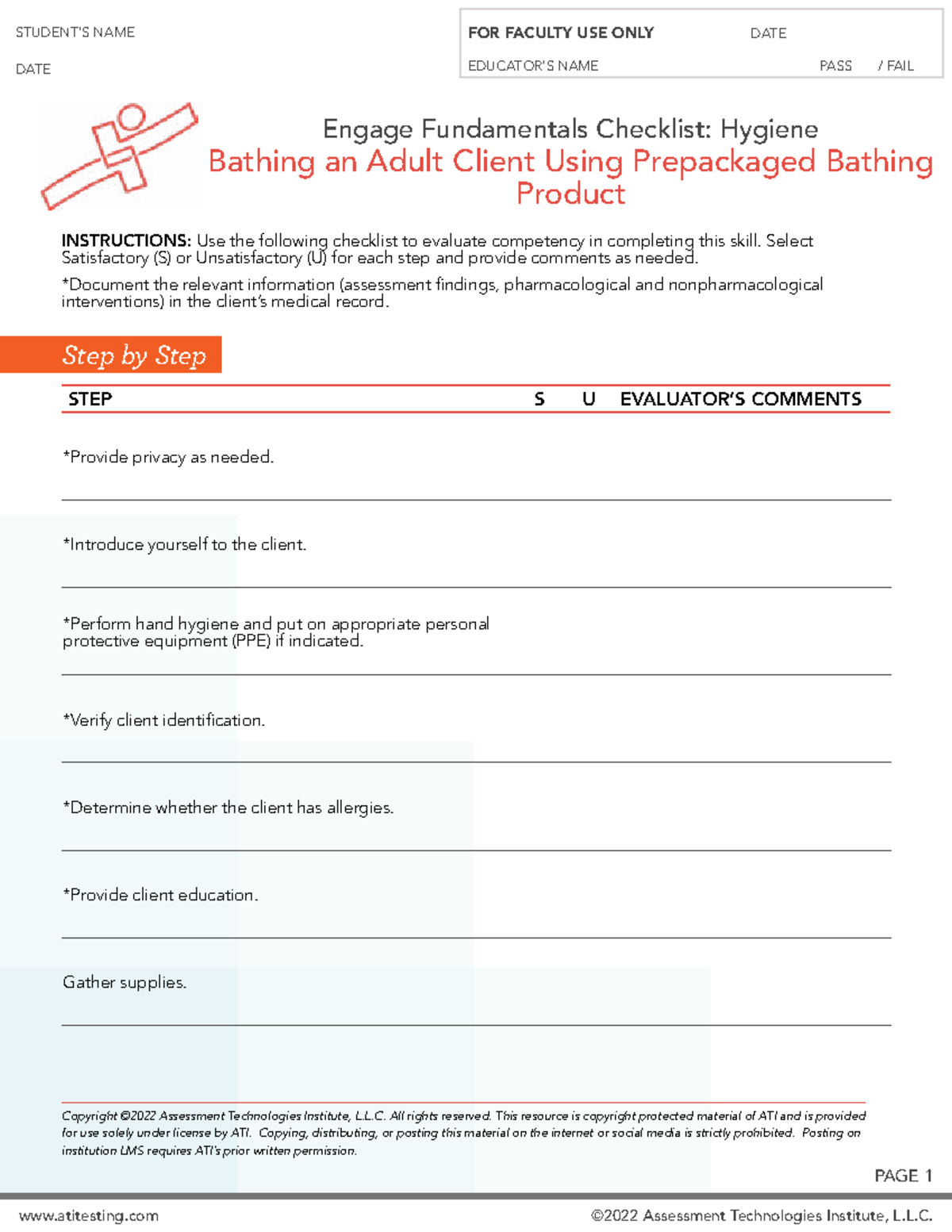Bathing with prepacked skills - PAGE 1 Copyright ©2022 Assessment ...