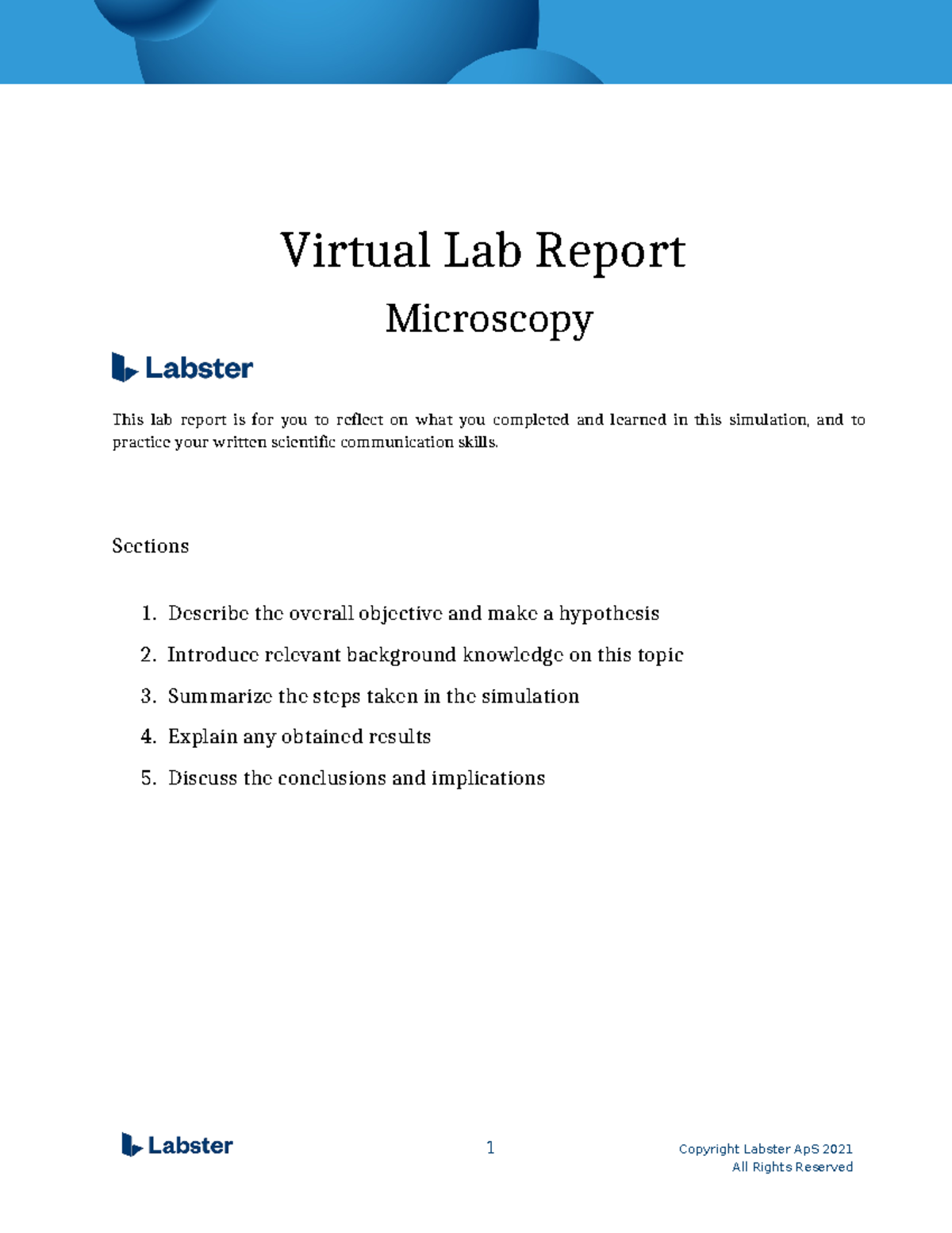 Microscopy Lab Report - Virtual Simulation Overview - Virtual Lab ...