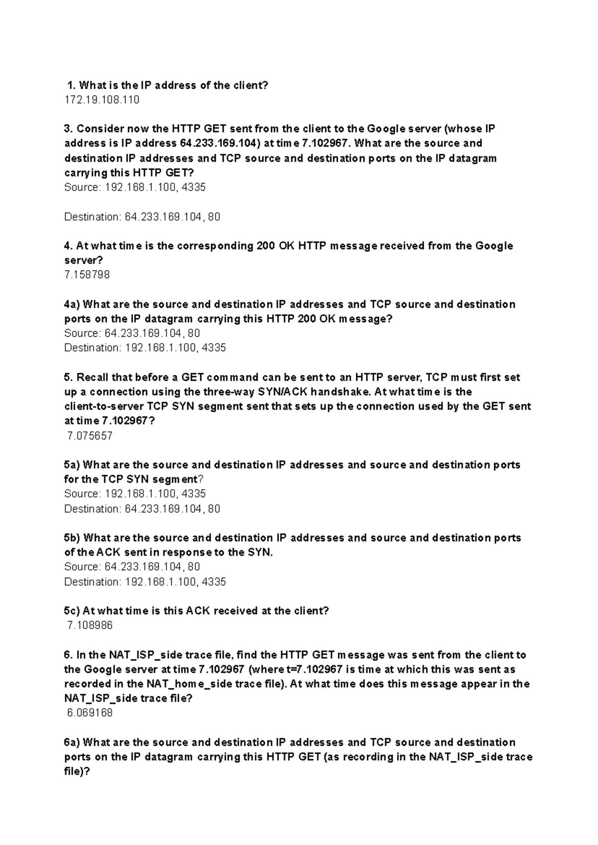 Net Fun Lab Week 8 What Is The Ip Address Of The Client 17219 Consider Now The Get 