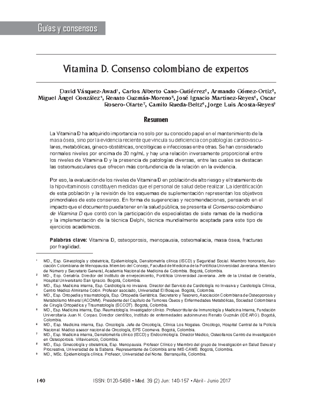 Consenso Colombiano Vitamina D - David Vásquez-Awad, Carlos Alberto ...