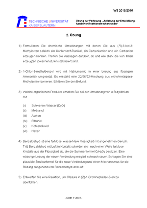 Klausur 28 März Sommersemester 2013, Fragen - TU Kaiserslautern Fachbereich Chemie/SS 13 Klausur ...