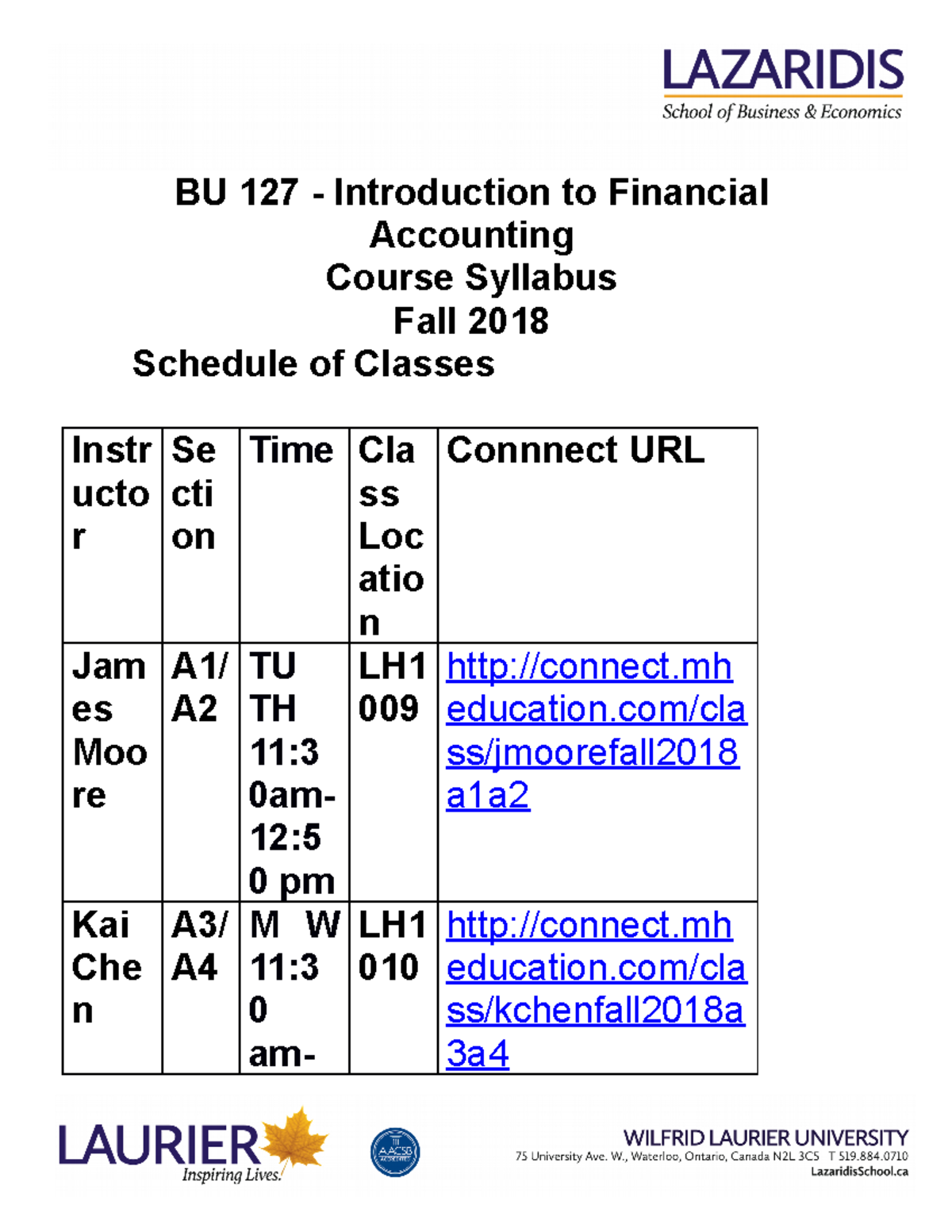 BU 127 Course Outline Fall 2018 - BU 127 - Introduction to Financial ...
