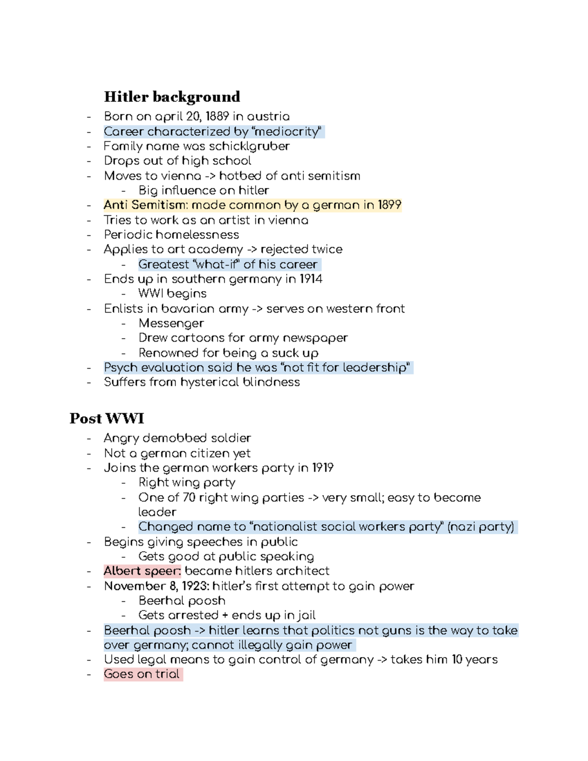 Rise of hitler - western civ II - Hitler background Born on april 20 ...
