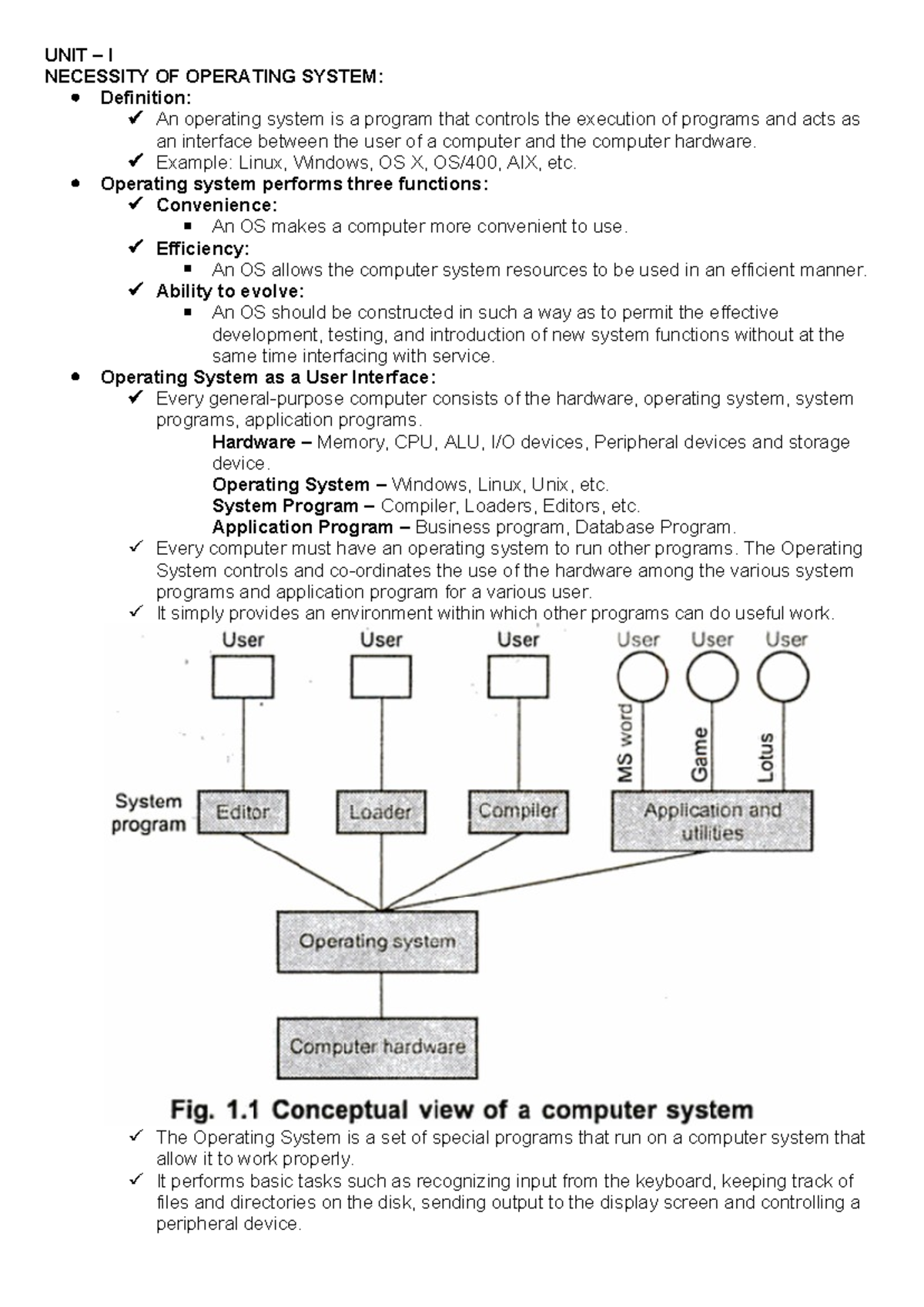 400945713 Operating System Complete Notes - UNIT – I NECESSITY OF ...