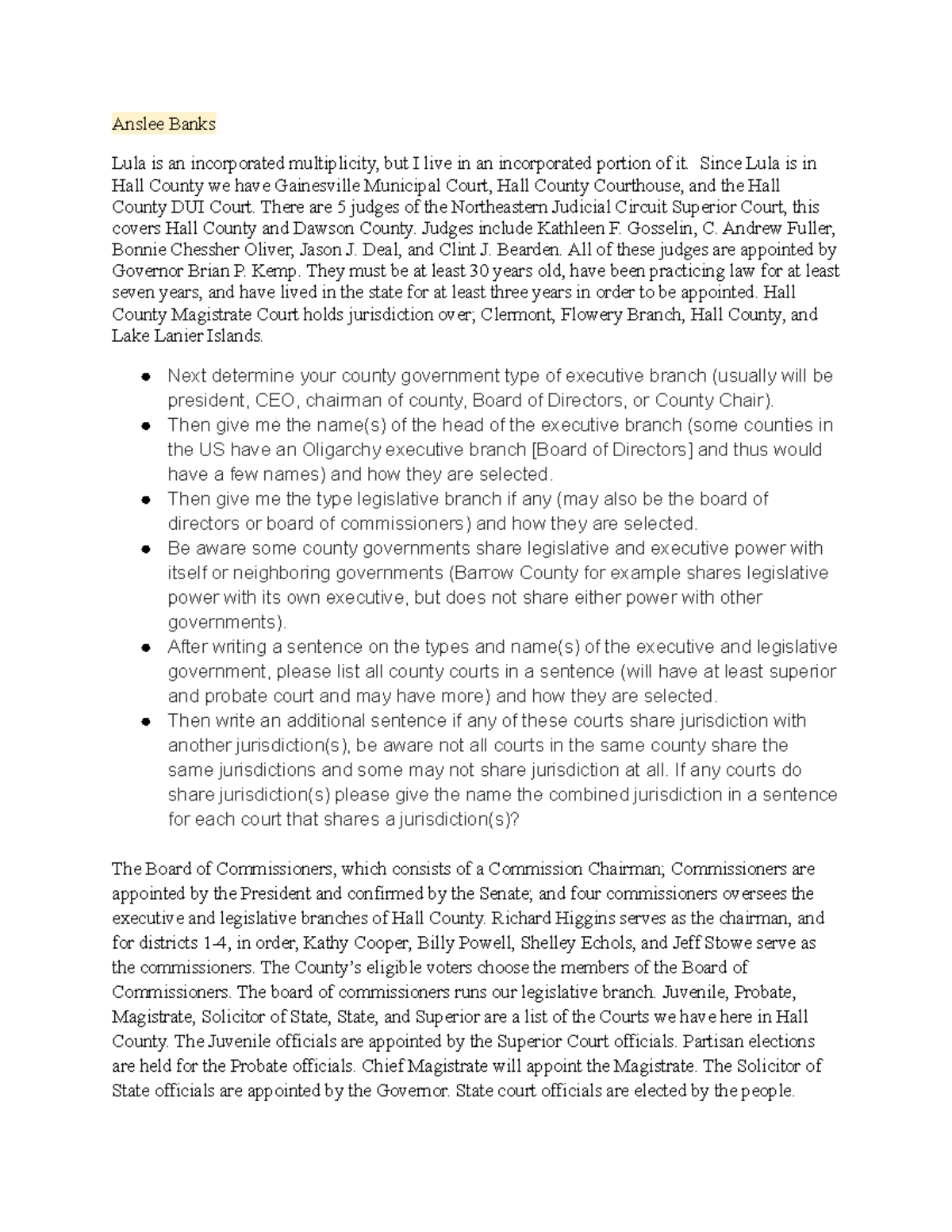 Final Reaserch Paper GOV POL - Anslee Banks Lula is an incorporated ...