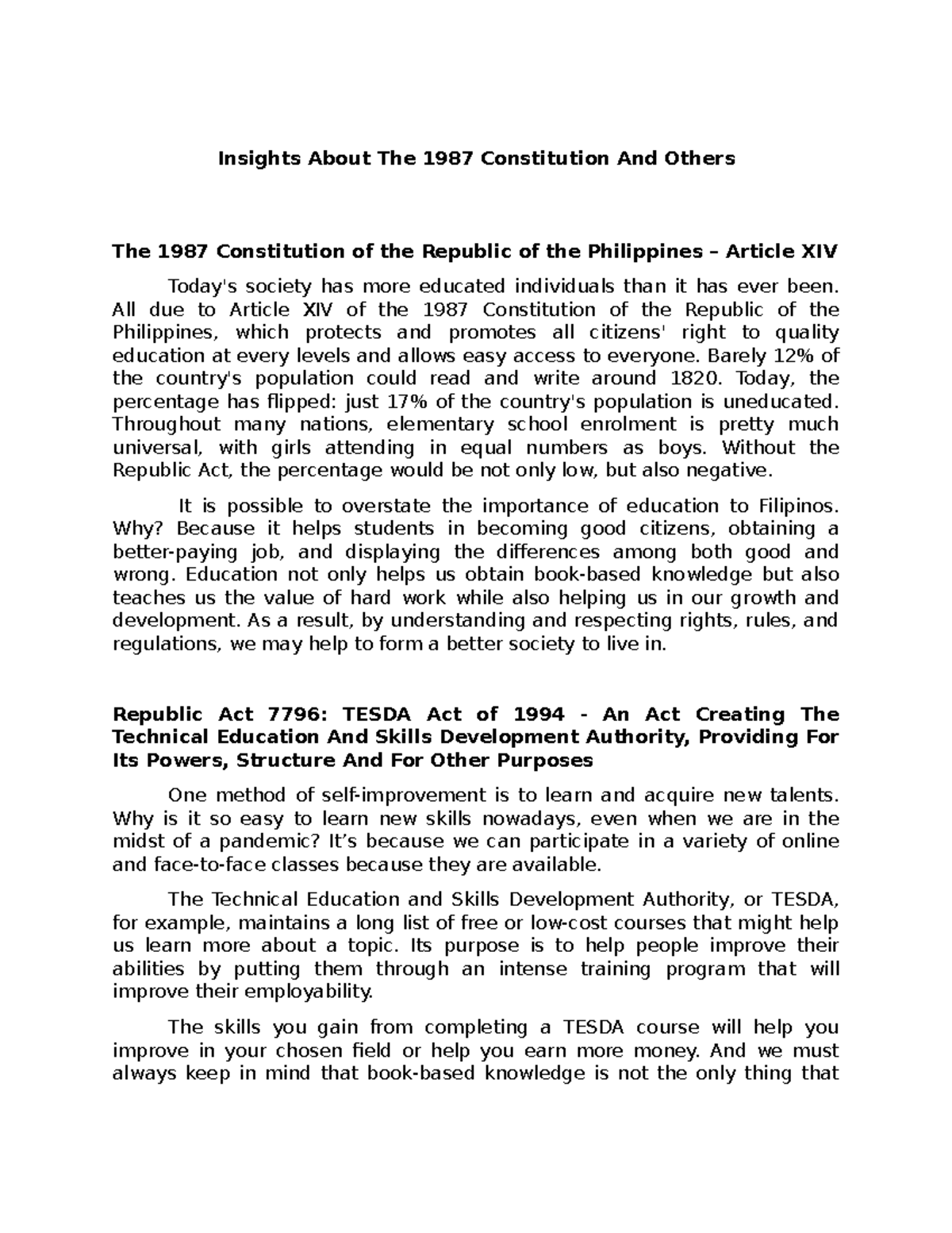 Insights About The 1987 Constitution And Others - All due to Article ...