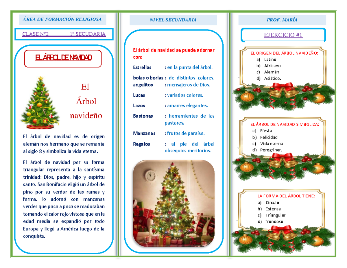 El arbol de navidad 1ERO de secundaria - virtud ÁREA DE FORMACIÓN ...