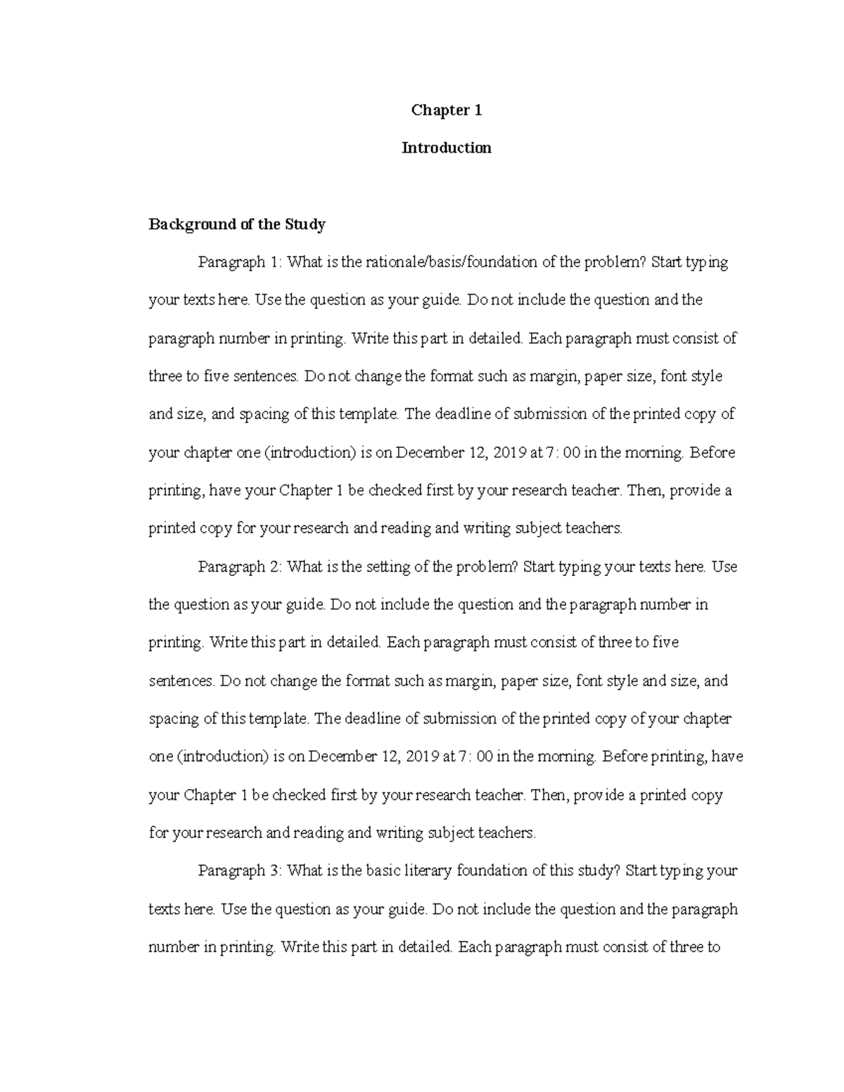 Chapter 1 (Introduction) Template - Chapter 1 Introduction Background ...