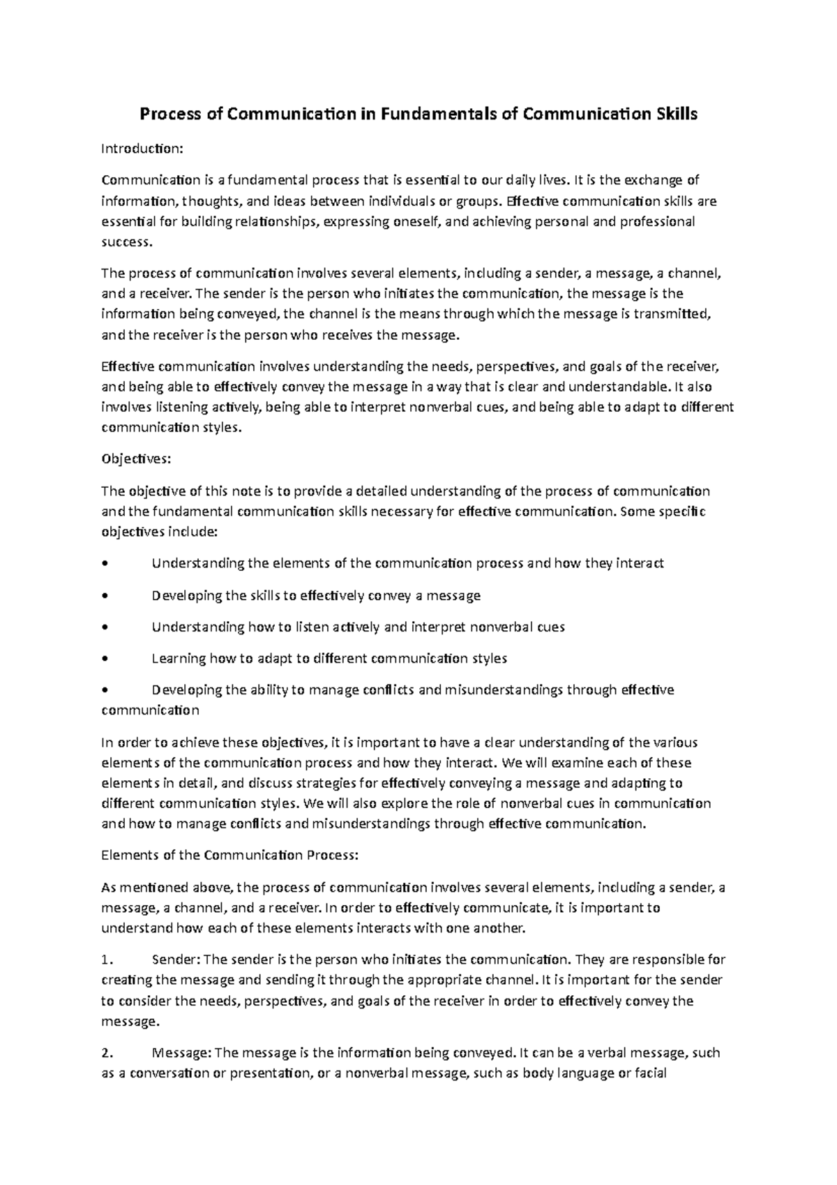 Process of Communication - It is the exchange of information, thoughts ...