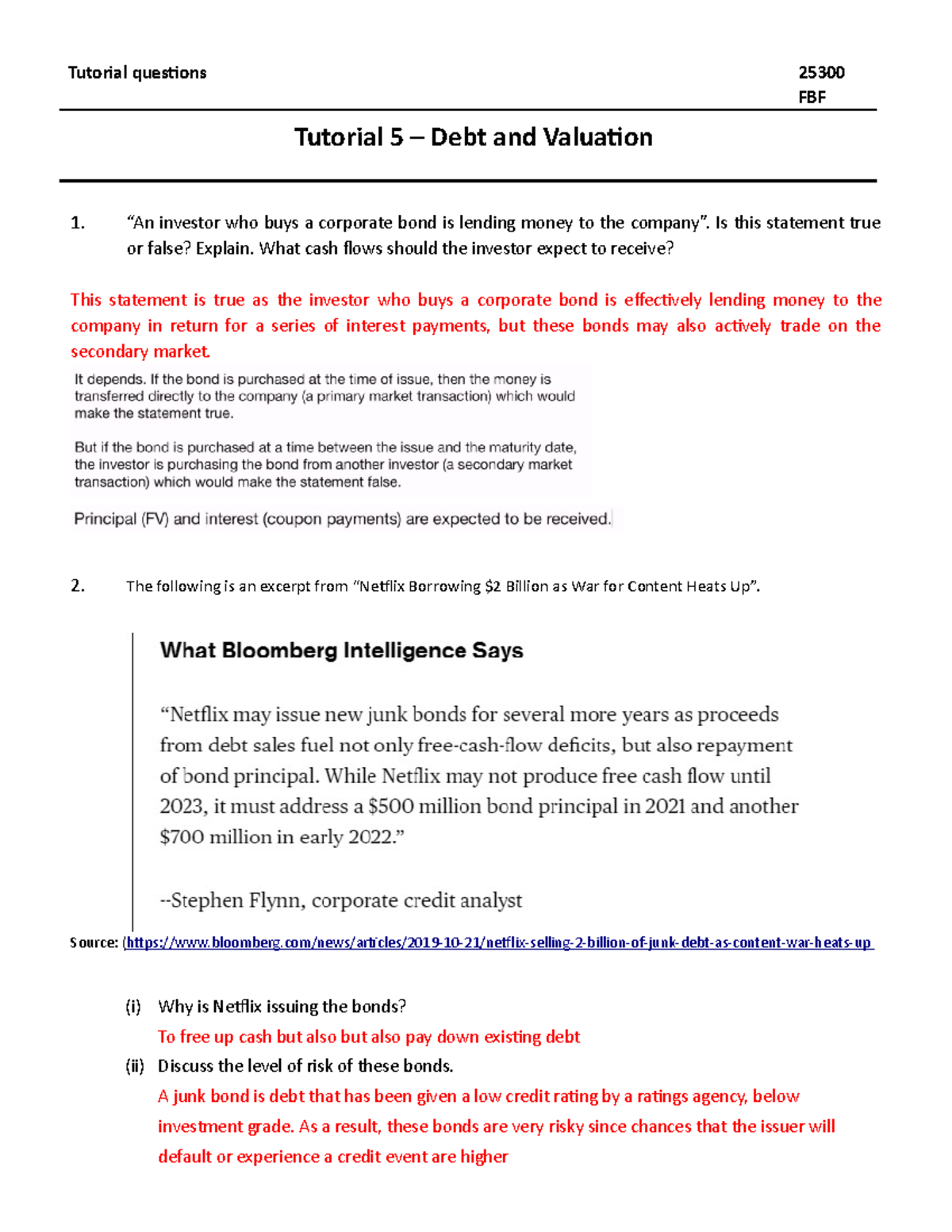 ICQ5 - In Class question work for tutorial 5 work - Tutorial questions 25300 FBF Tutorial 5 ...