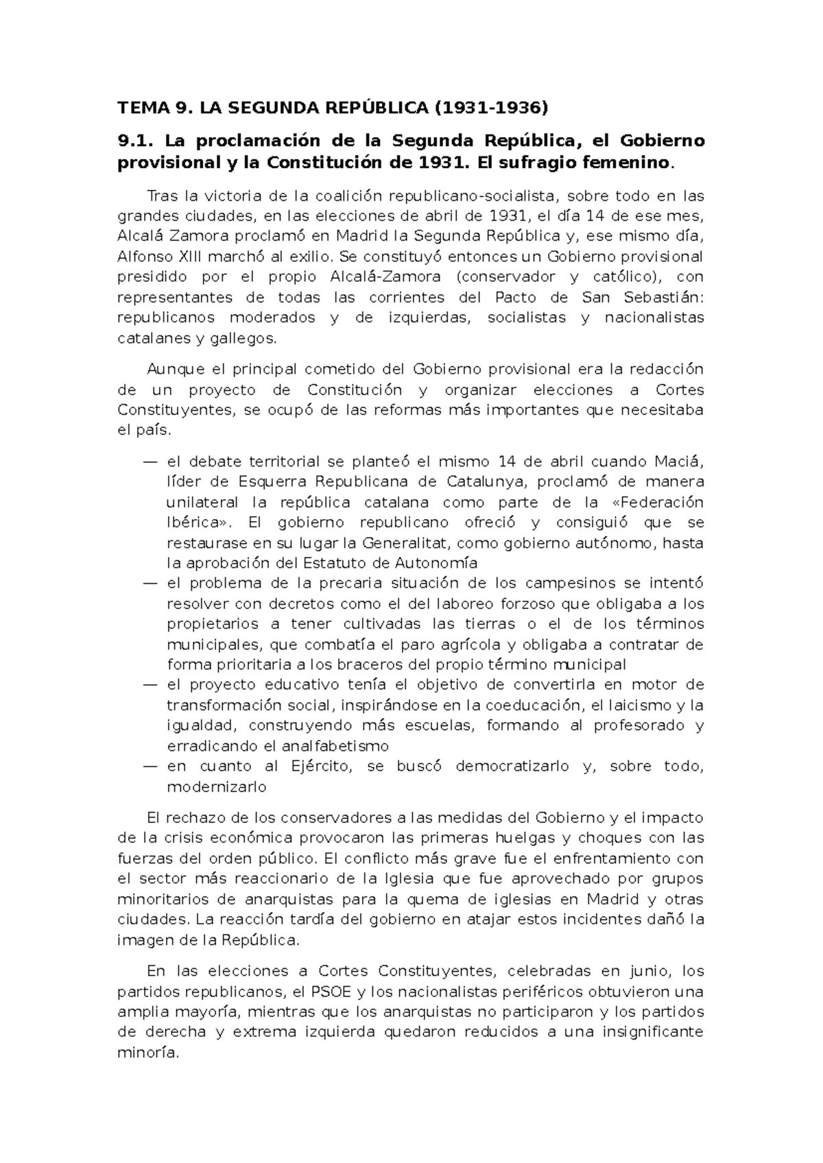 Bloque 9 Historia - genial - TEMA 9. LA SEGUNDA REPÚBLICA (1931-1936) 9. La proclamación de la ...
