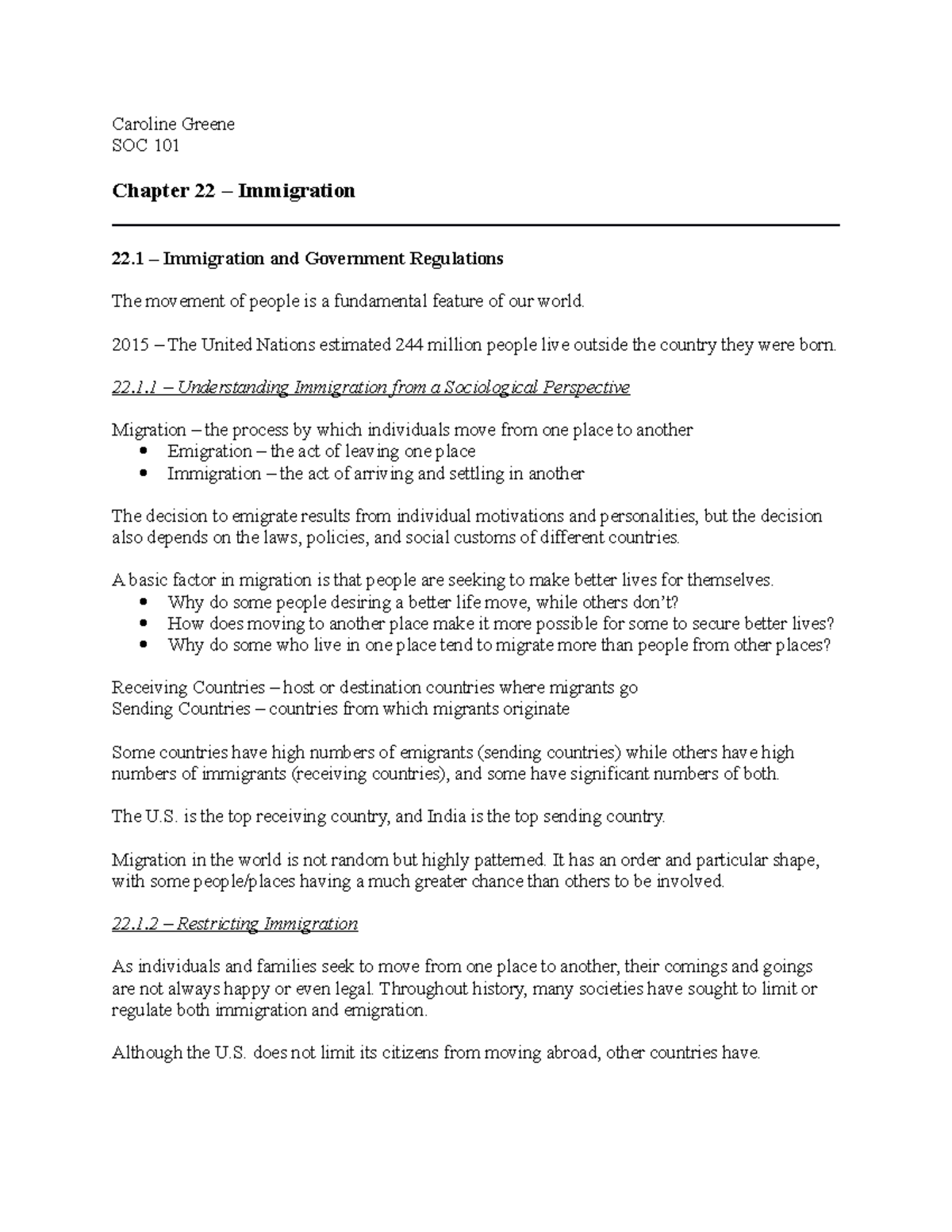 22.1 - Immigration and Government Regulations - Caroline Greene SOC 101 ...