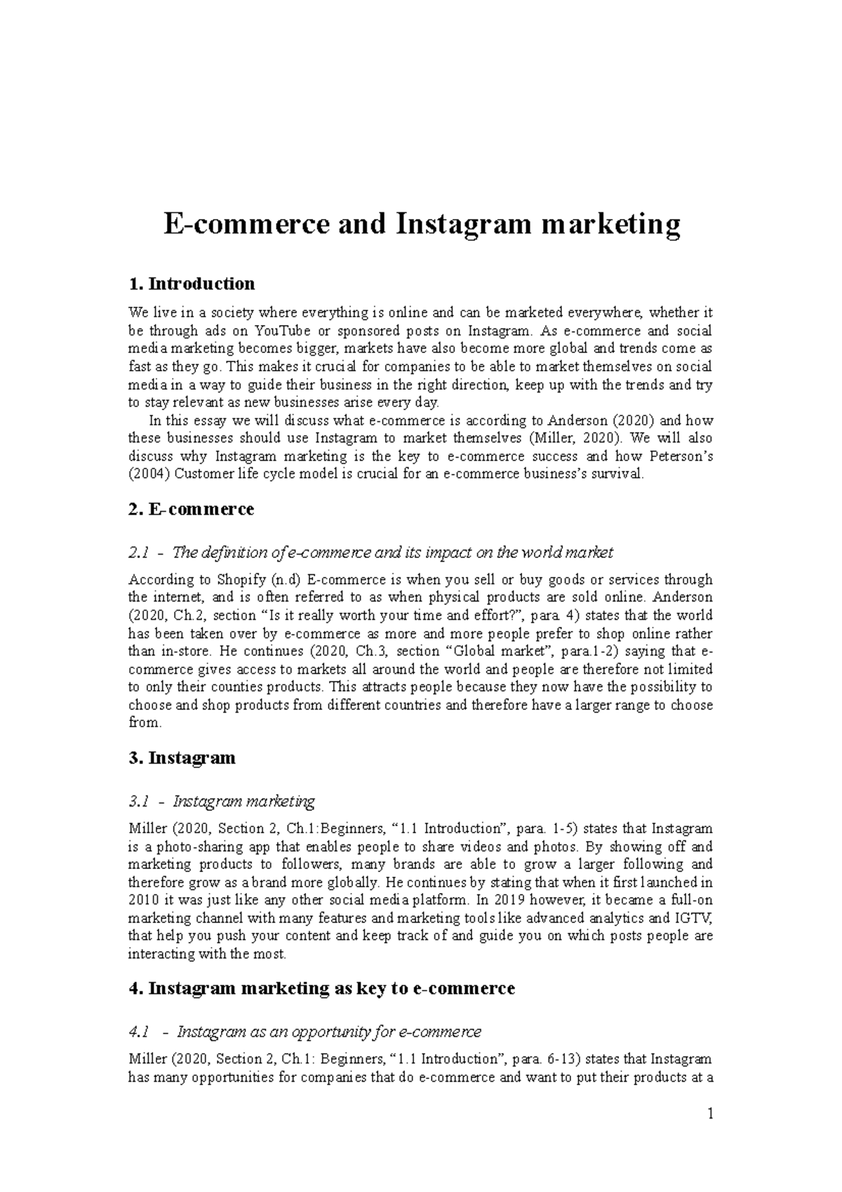 Essay 3 - E-commerce and Instagram marketing 1. Introduction We live in ...