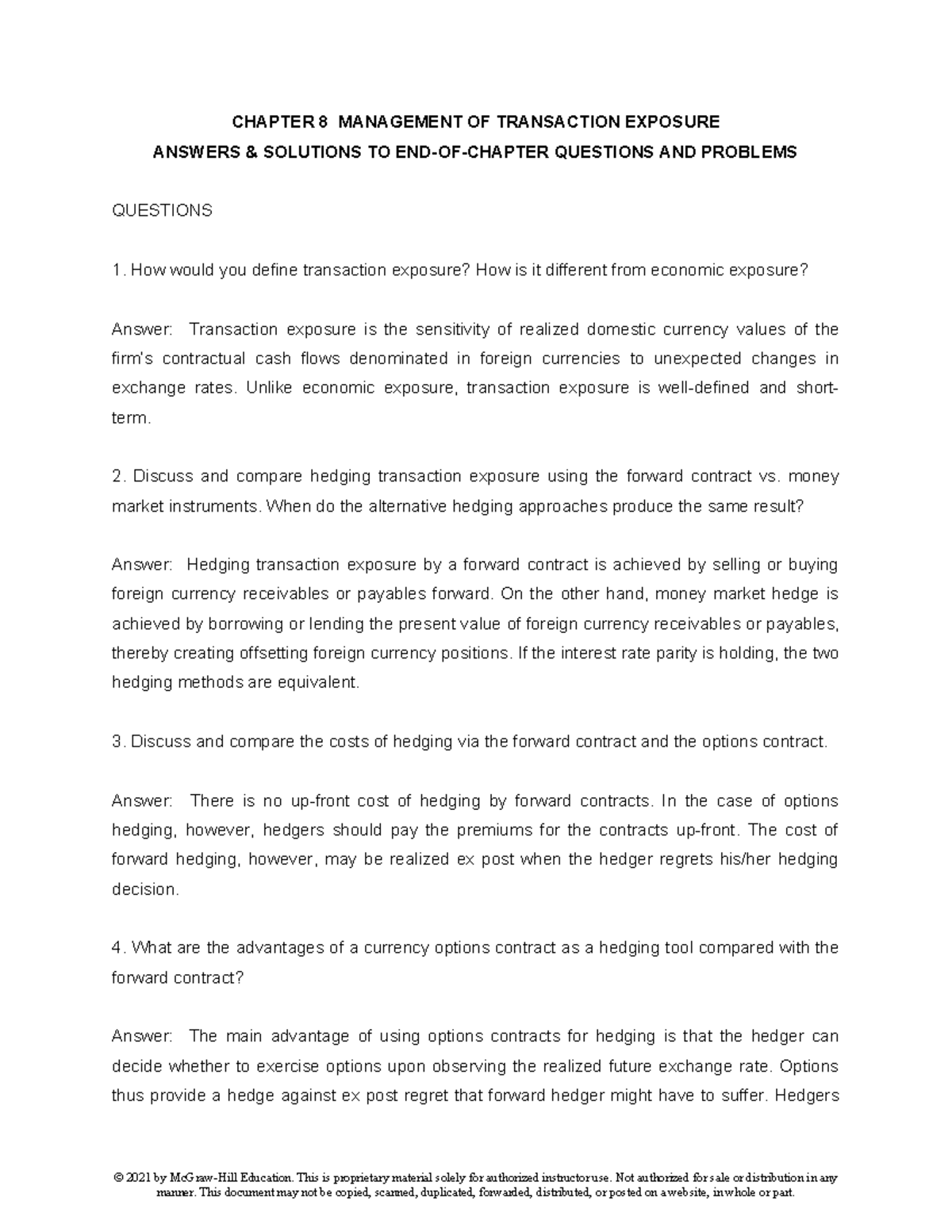 Eun International Financial Management 9e SM CH08 - CHAPTER 8 ...