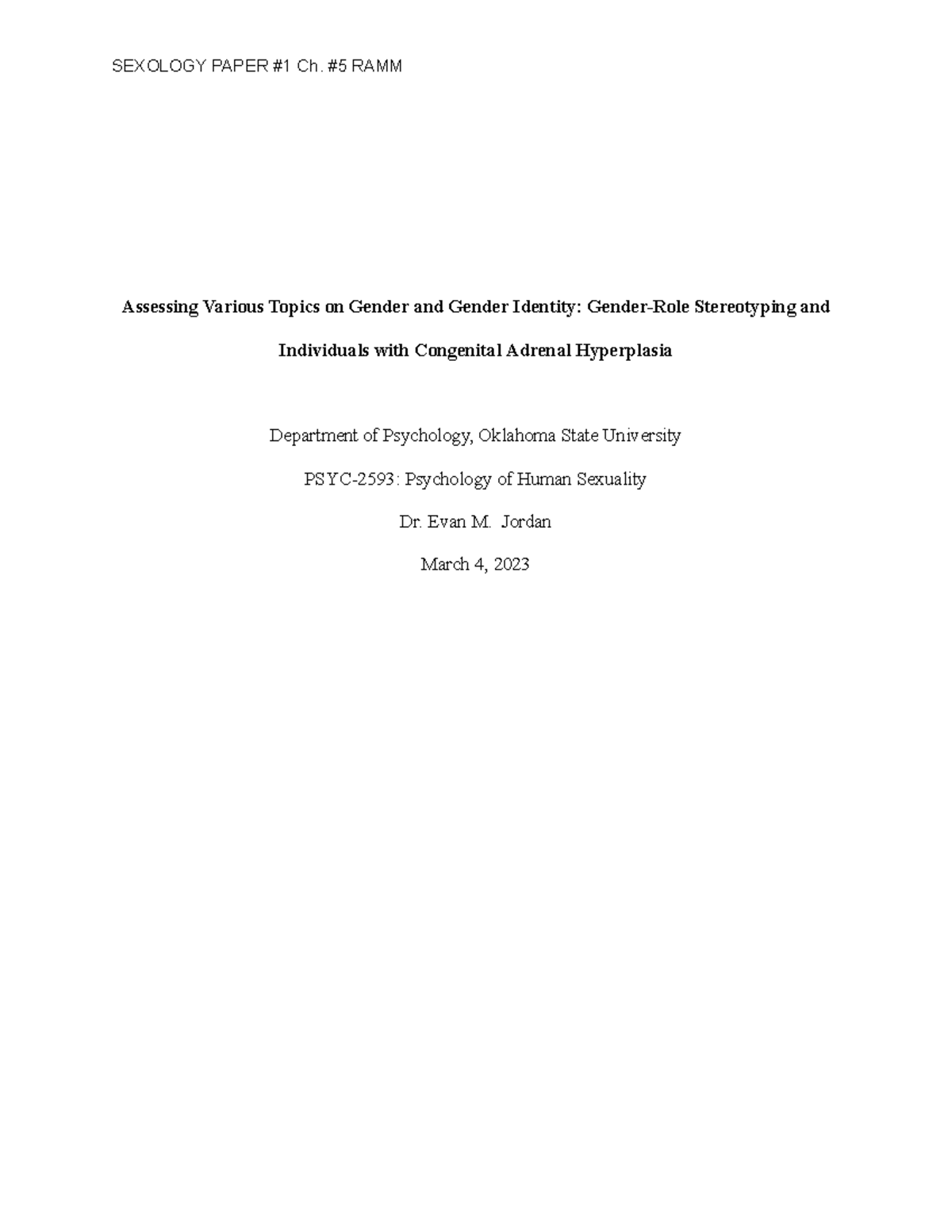 Sexology Article Review - Assessing Various Topics on Gender and Gender ...