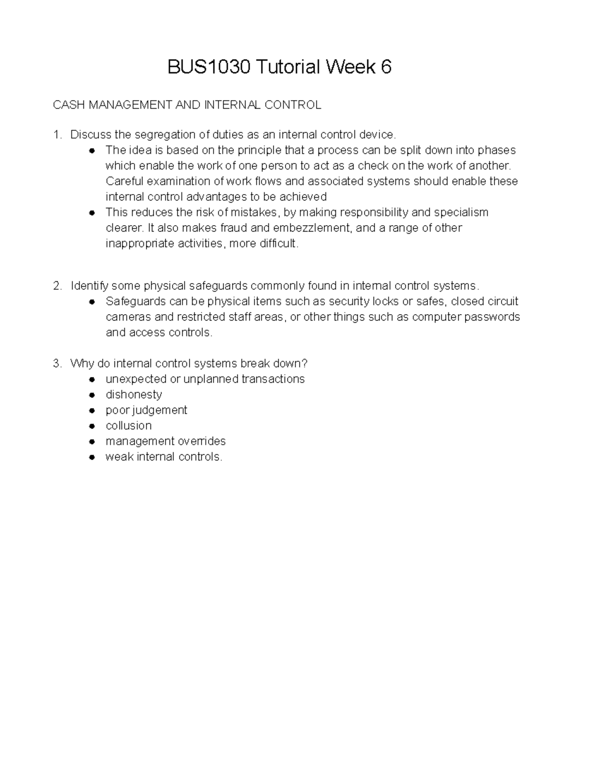 BUS1030 Tutorial Week 6 - The idea is based on the principle that a ...