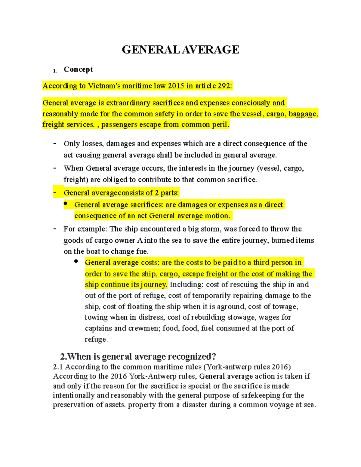 General Average - In negotiations, the interpretation of a cue requires ...