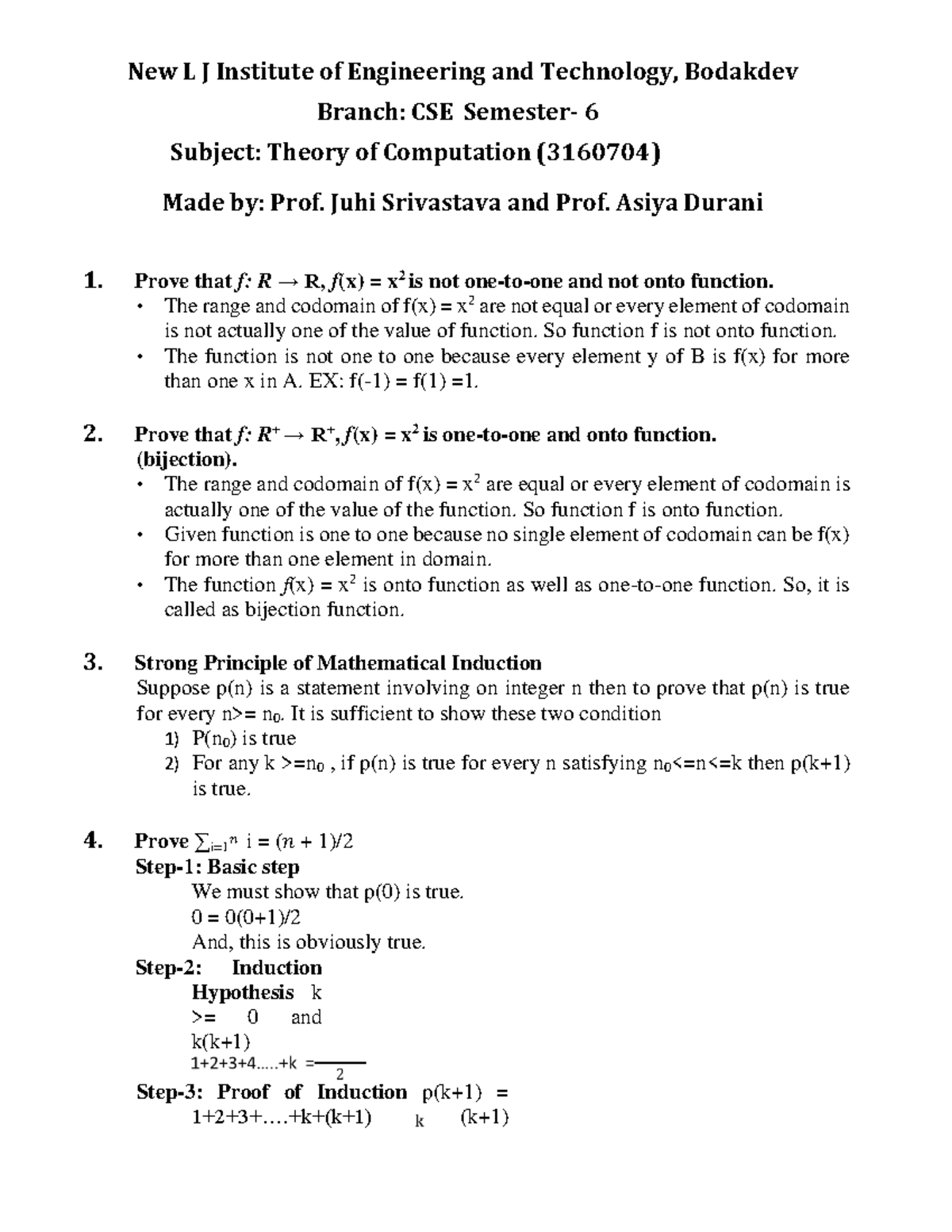 TOC 35 Questions Solutions - Branch: CSE Semester- 6 Subject: Theory of Computation (3160704 ...