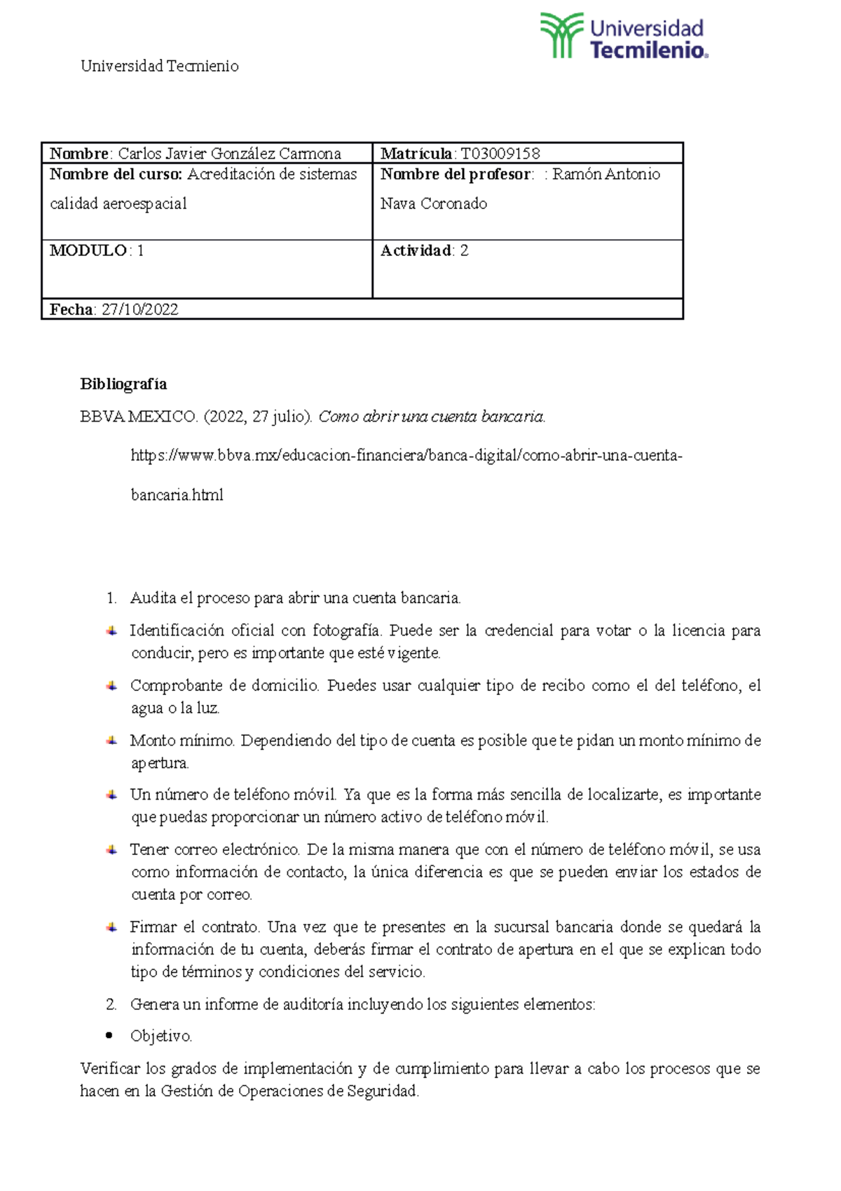 Actividad 2 - aaaa - Universidad Tecmienio Bibliografía BBVA MEXICO ...