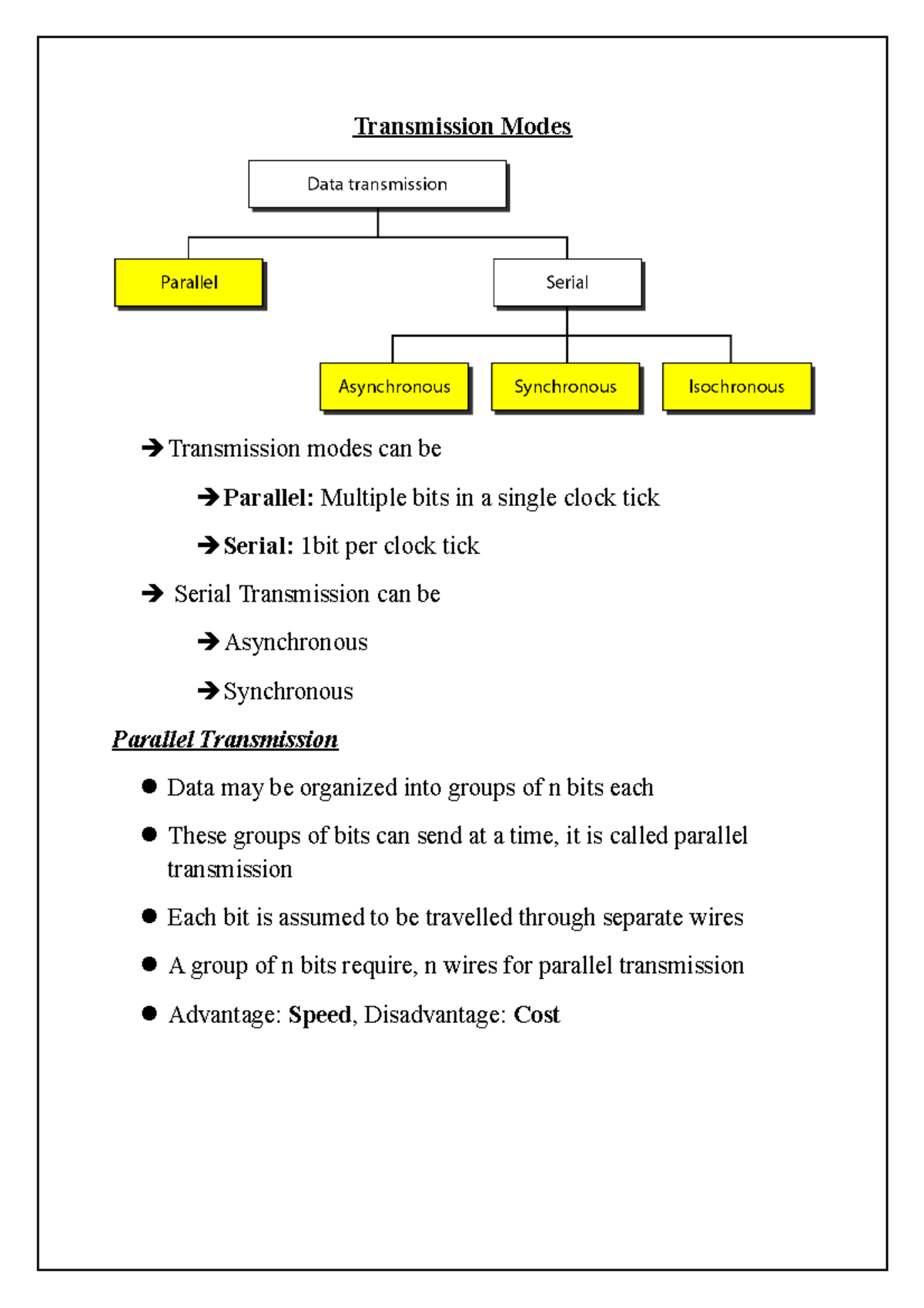 Transmission Modes - Data Communications - MG University - Studocu
