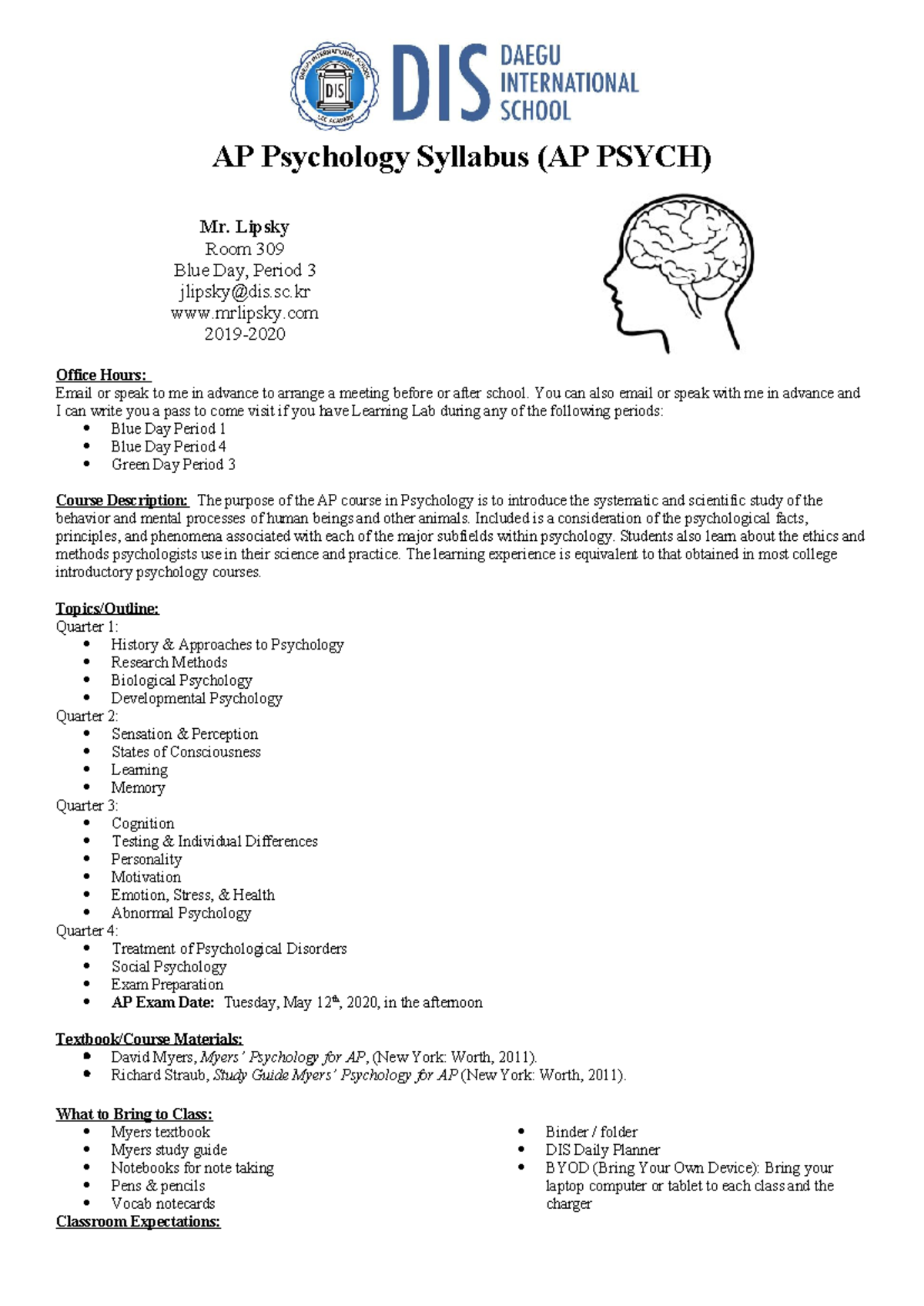 Ap psych 2019-2020 syllabus - AP Psychology Syllabus (AP PSYCH) Mr ...