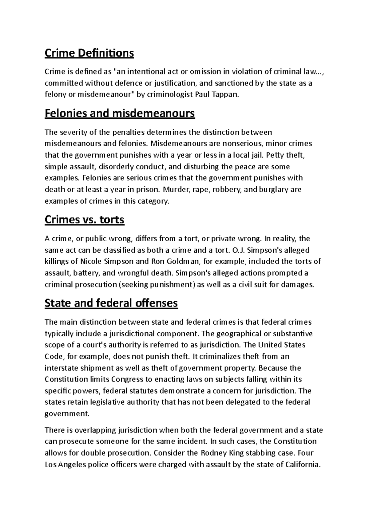 Crime Definitions - Criminal Justice Notes for All - Crime Definitions ...